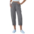 BVnarty Women's Linen Blend Lantern Capri Pants, Elastic Drawstring ...