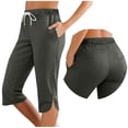 BVnarty Women's Solid Calf Length Pants, drawstring Waist, Rear Pocket ...