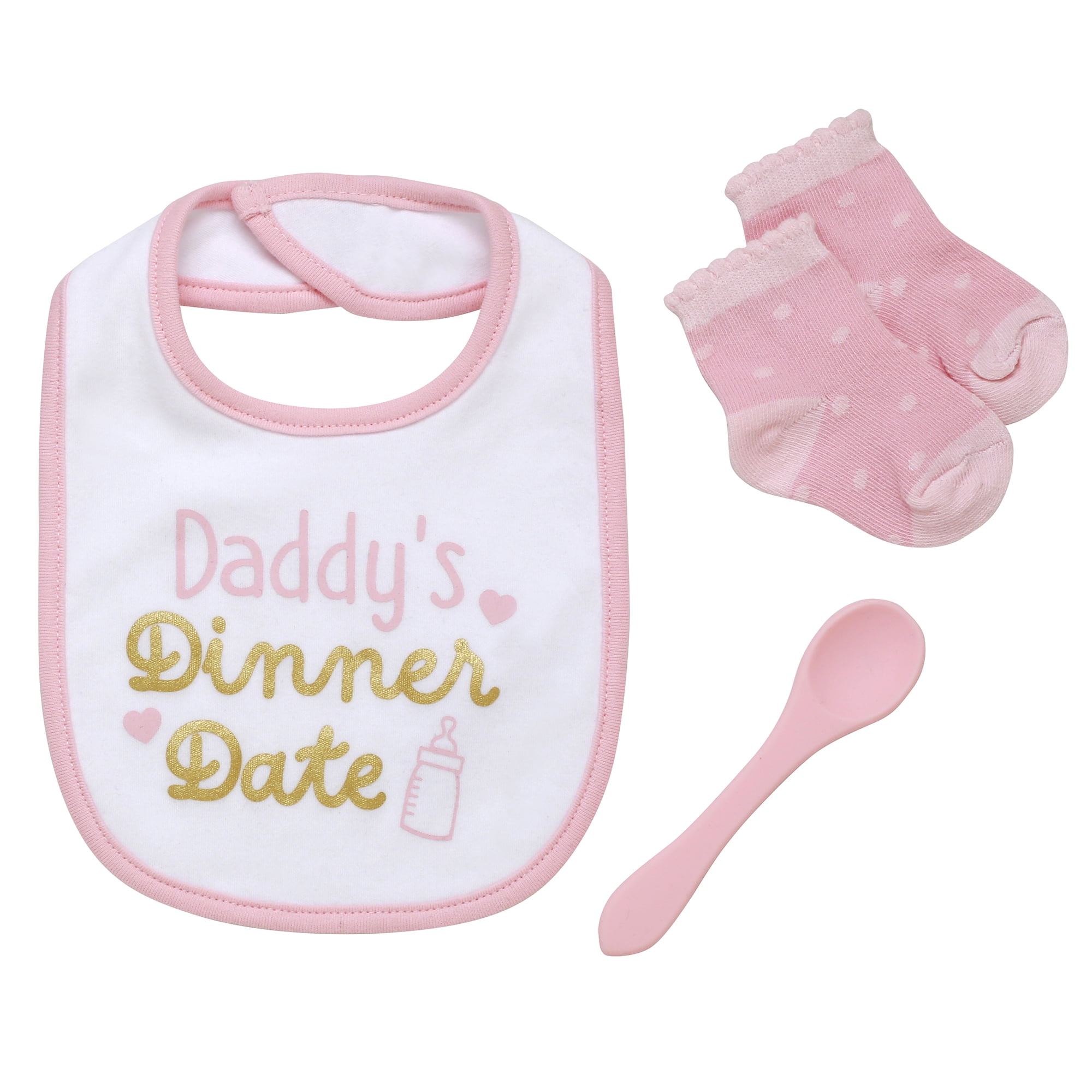 BWA by Baby Starters 3 Piece Bib, Spoon and Socks Set, Daddy's Dinner ...