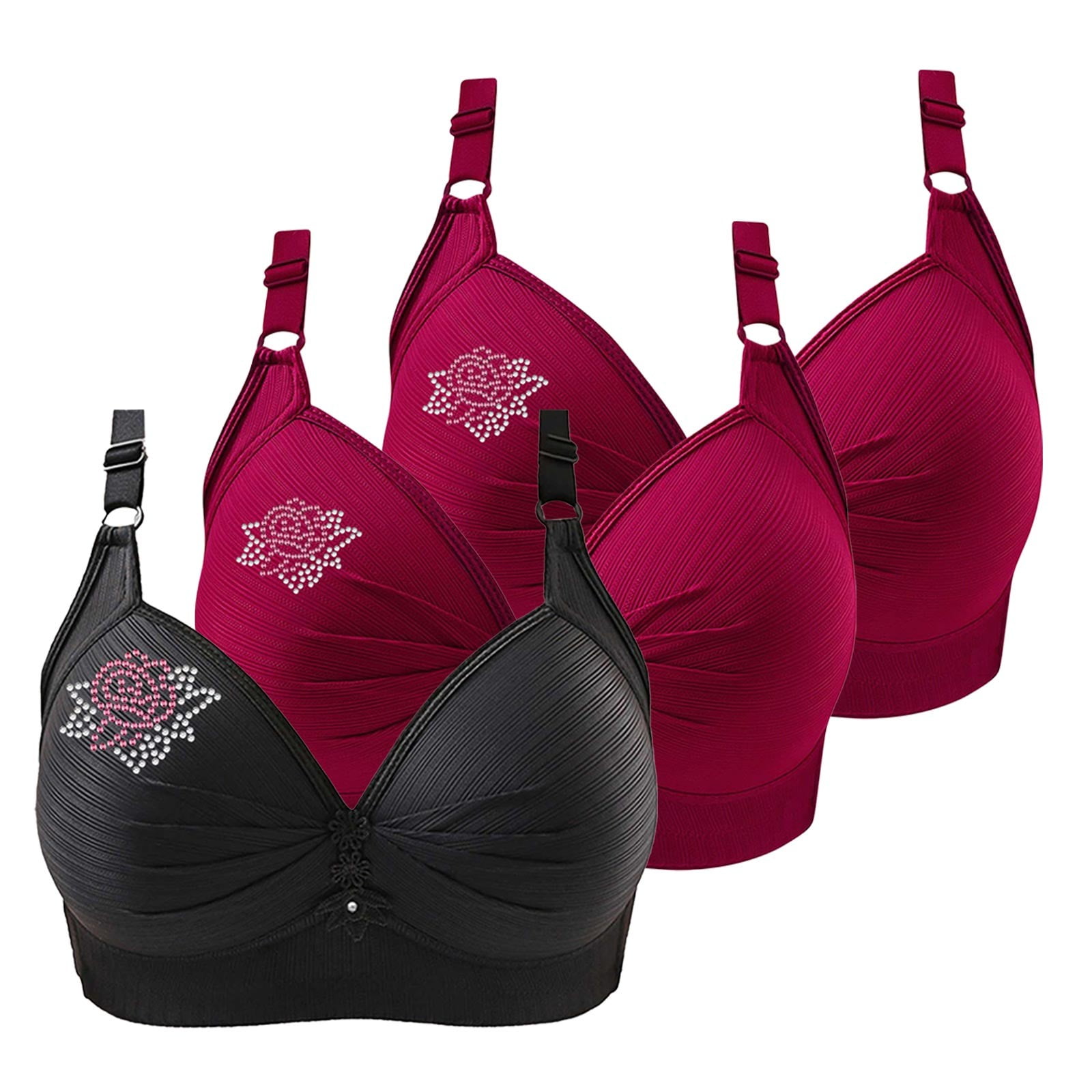 BWASD 3 Pack Bras for Women V Neck No Underwire Comfortable Wireless ...