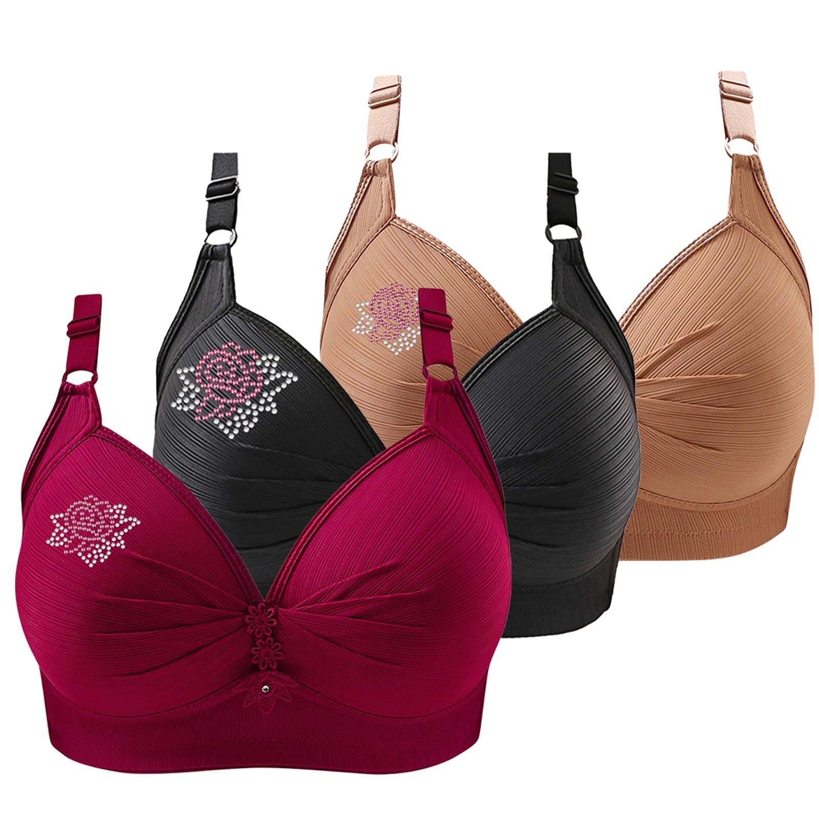 BWASD 3 Pack Bras for Women V Neck Wirefree Comfortable Wireless ...