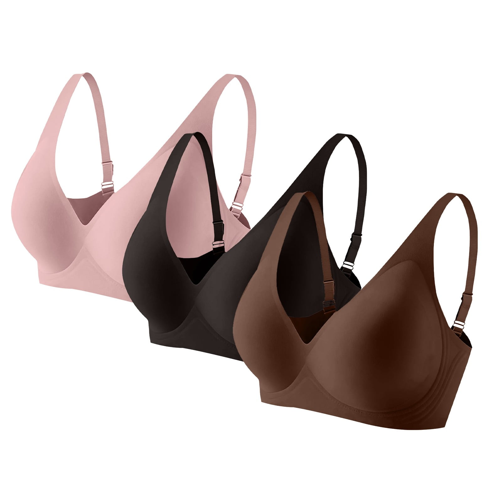 BWASD 3 Pieces Jelly Bra Deep V Comfortable Wireless Push Up Full ...