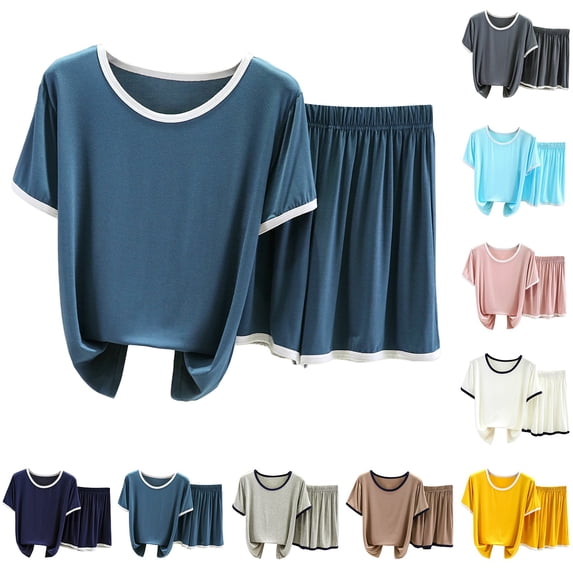 BWASD Pajamas for Women 2 Piece Loose Fit Sleepwear Soft Breathable ...