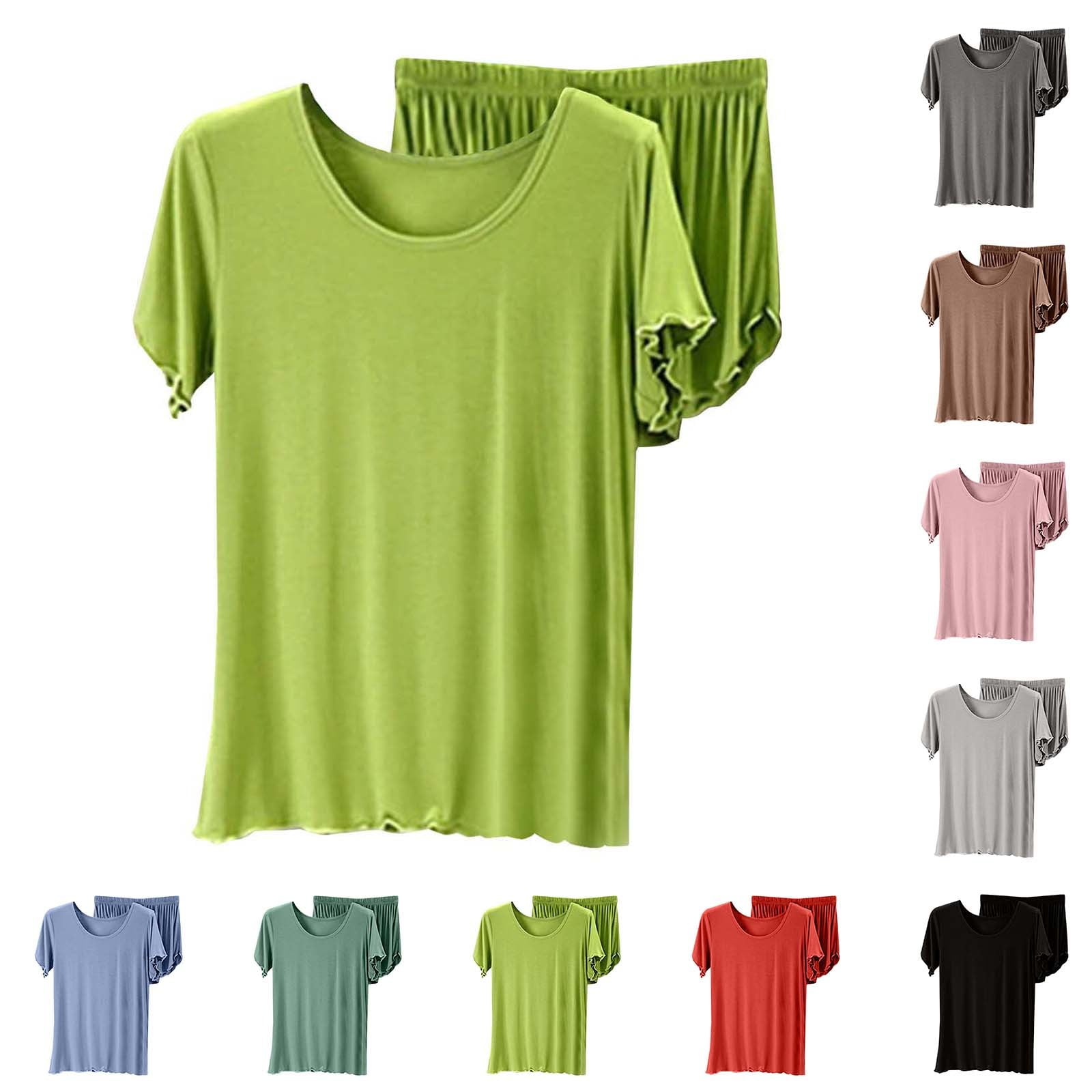 BWASD Pajamas for Women Summer Casual Cotton Loose Breathable Solid ...