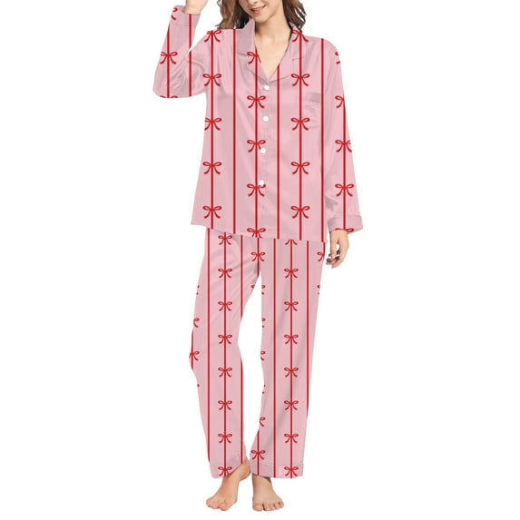 BWASD Pajamas for Women Set Cute Heart Letter Print Long Sleeve ...
