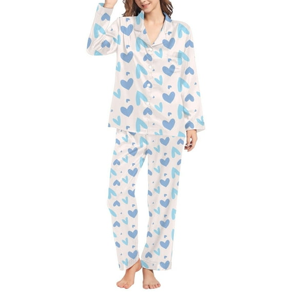 BWASD Pj Sets for Woman Cute Heart Letter Print Long Sleeve Nightwear ...