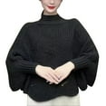 BWASD Shawl Wraps for Women Solid Color Bat Sleeve Knitted Coat Cape ...