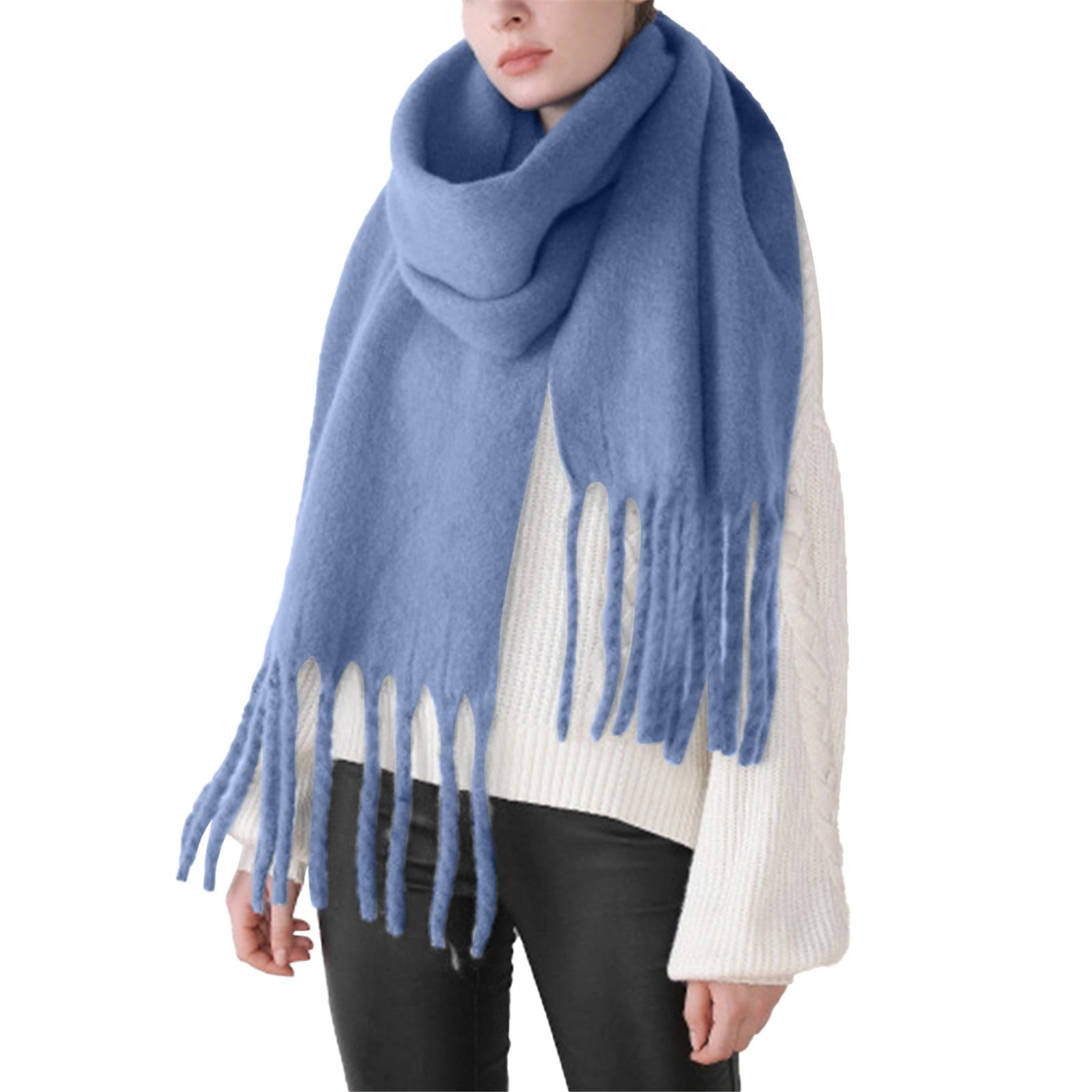 BWASD Winter Knit Scarf for Women Men Thicken Soft Warm Scarves Solid ...