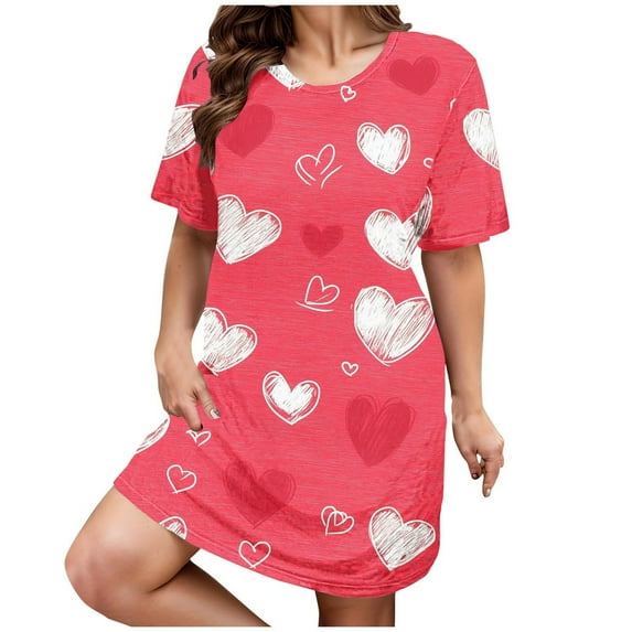 BWASD Women's Pajama Loose Casual Short Sleeve Round Neck Stretch Sleep ...