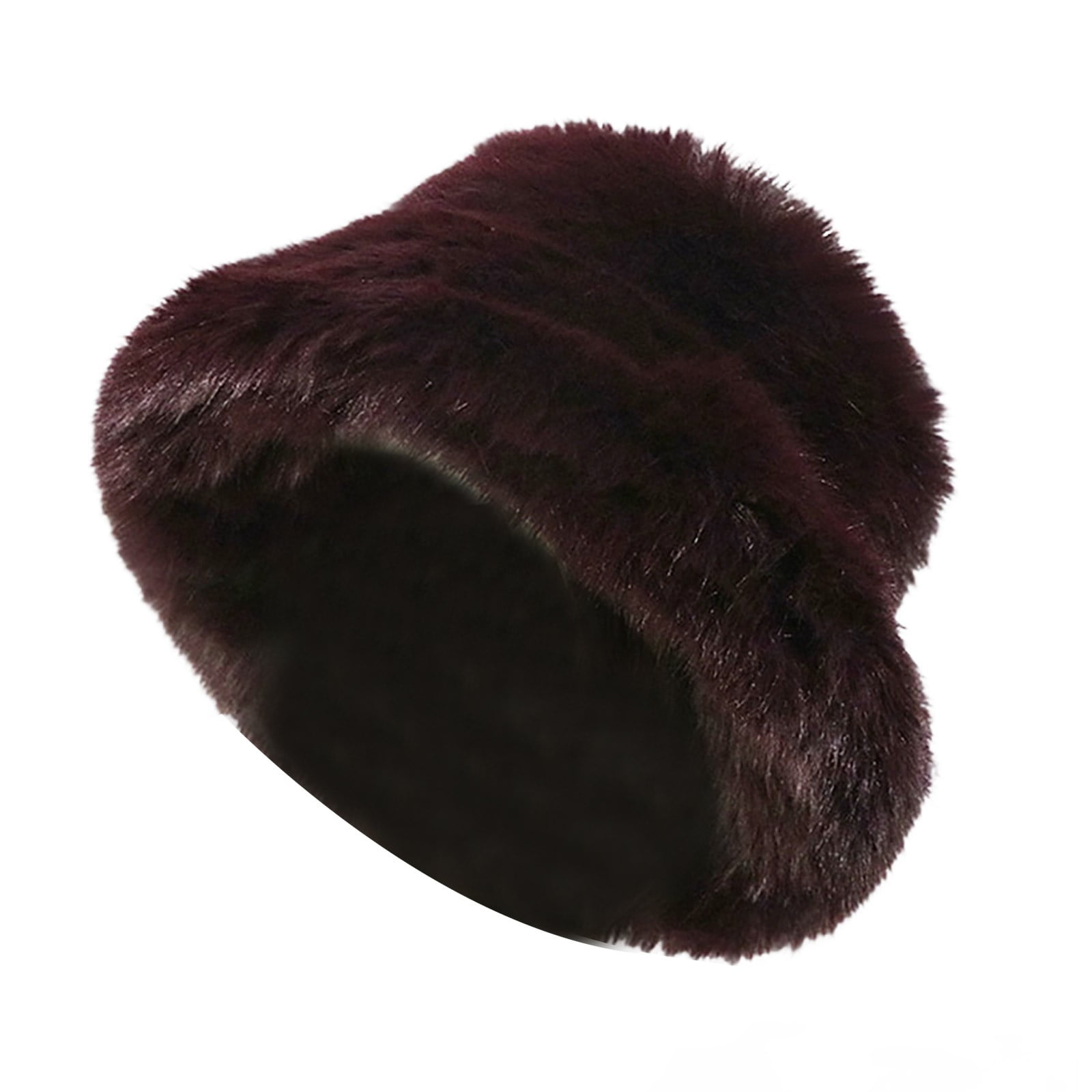 BWASD Womens Winter Faux Fur Bucket Hats Fuzzy Warm Trimmed Faux Mink ...