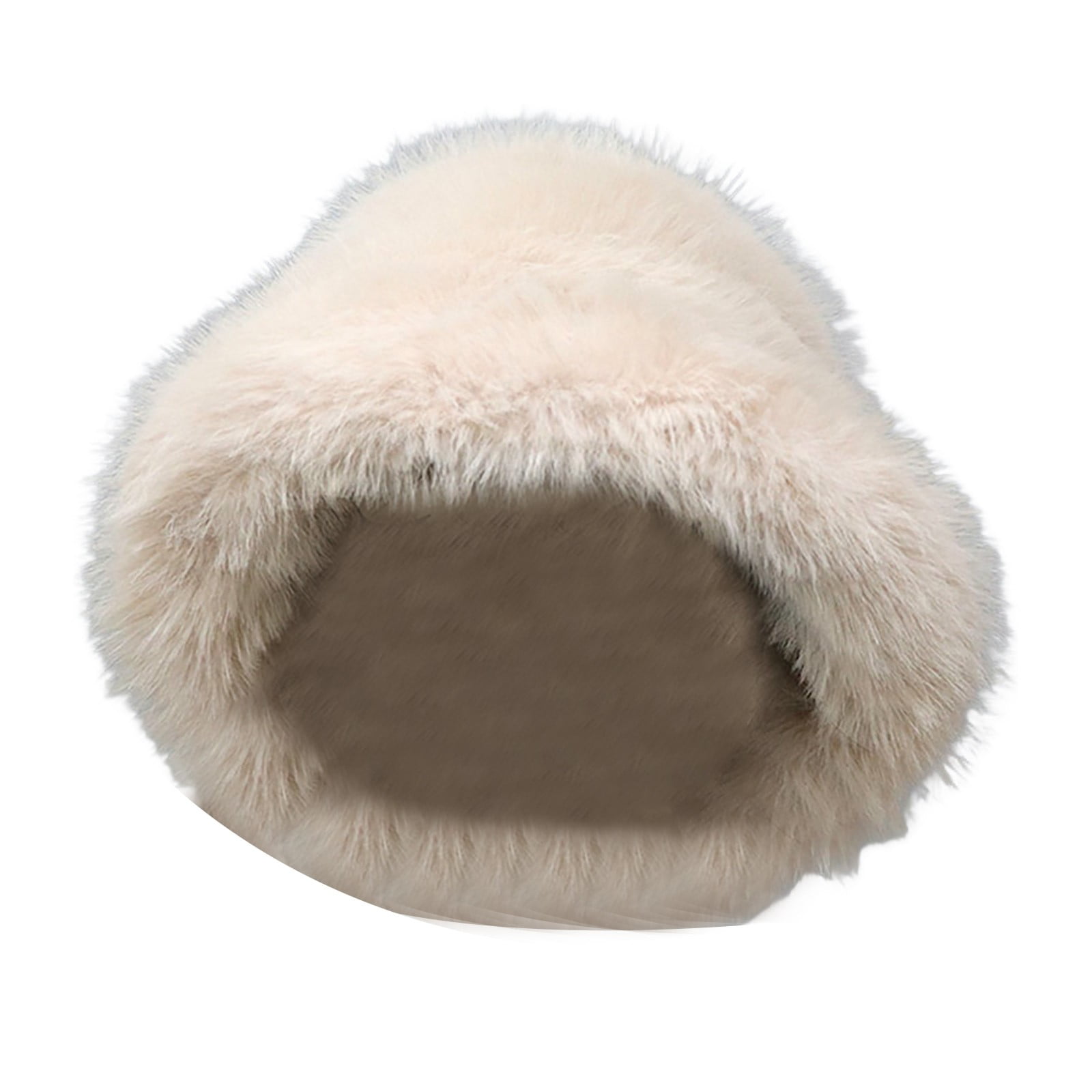 BWASD Womens Winter Faux Fur Bucket Hats Fuzzy Warm Trimmed Faux Mink ...
