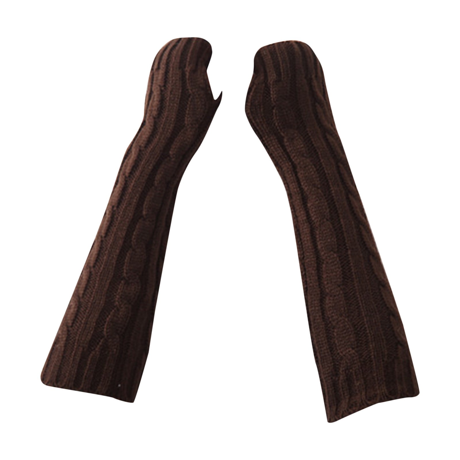 BWASD Womens Winter Long Fingerless Knitted Gloves Simple Solid Color ...