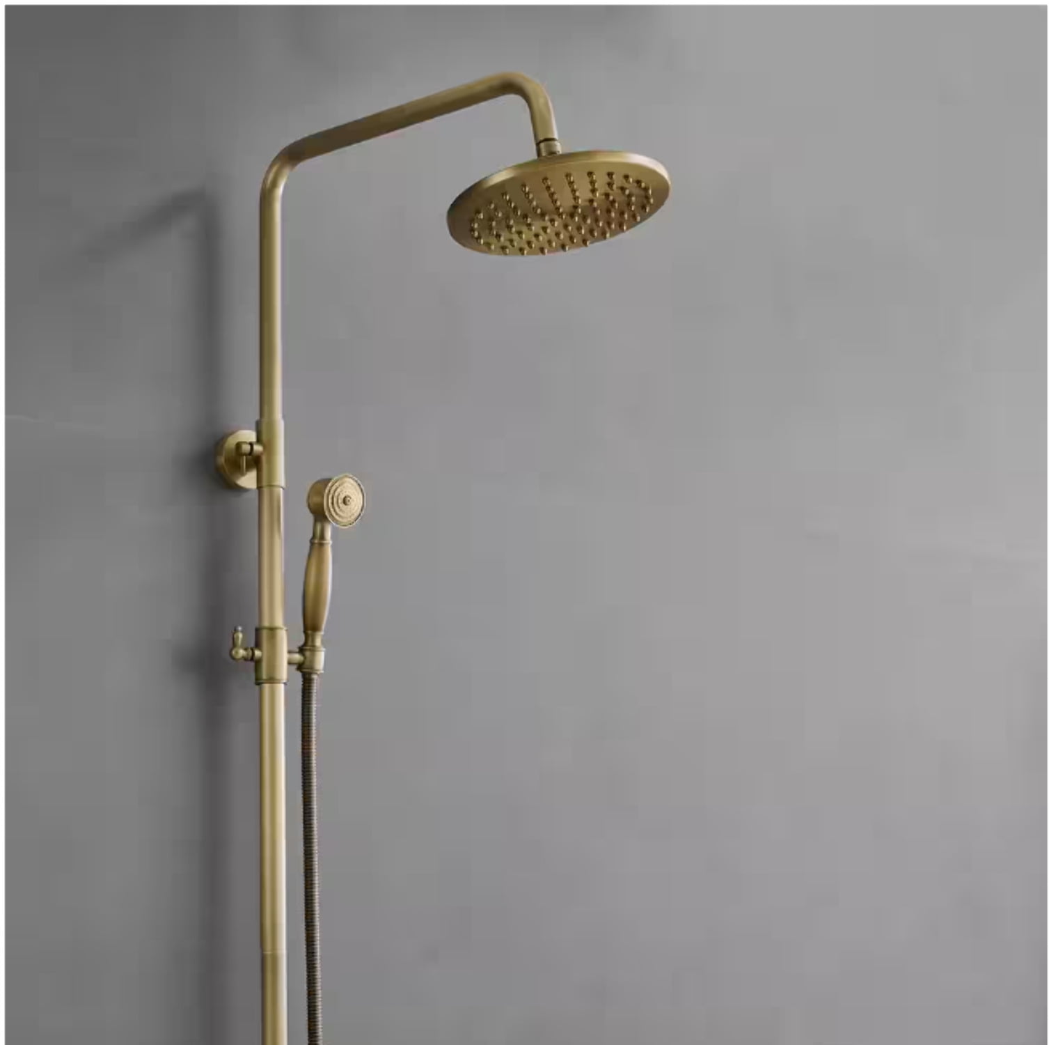 BWE 2-Spray Outdoor Wall Bar Shower Kit 8 in. Round Rain Shower Head ...