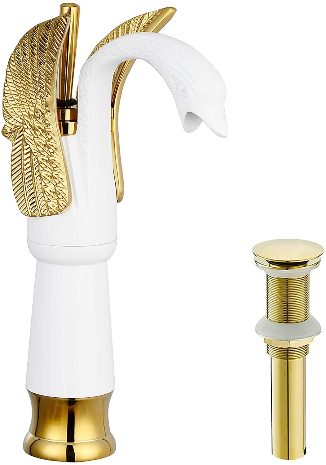 BWE Swan Faucet Matching Pop Up Drain with Overflow Stopper Supply Line ...
