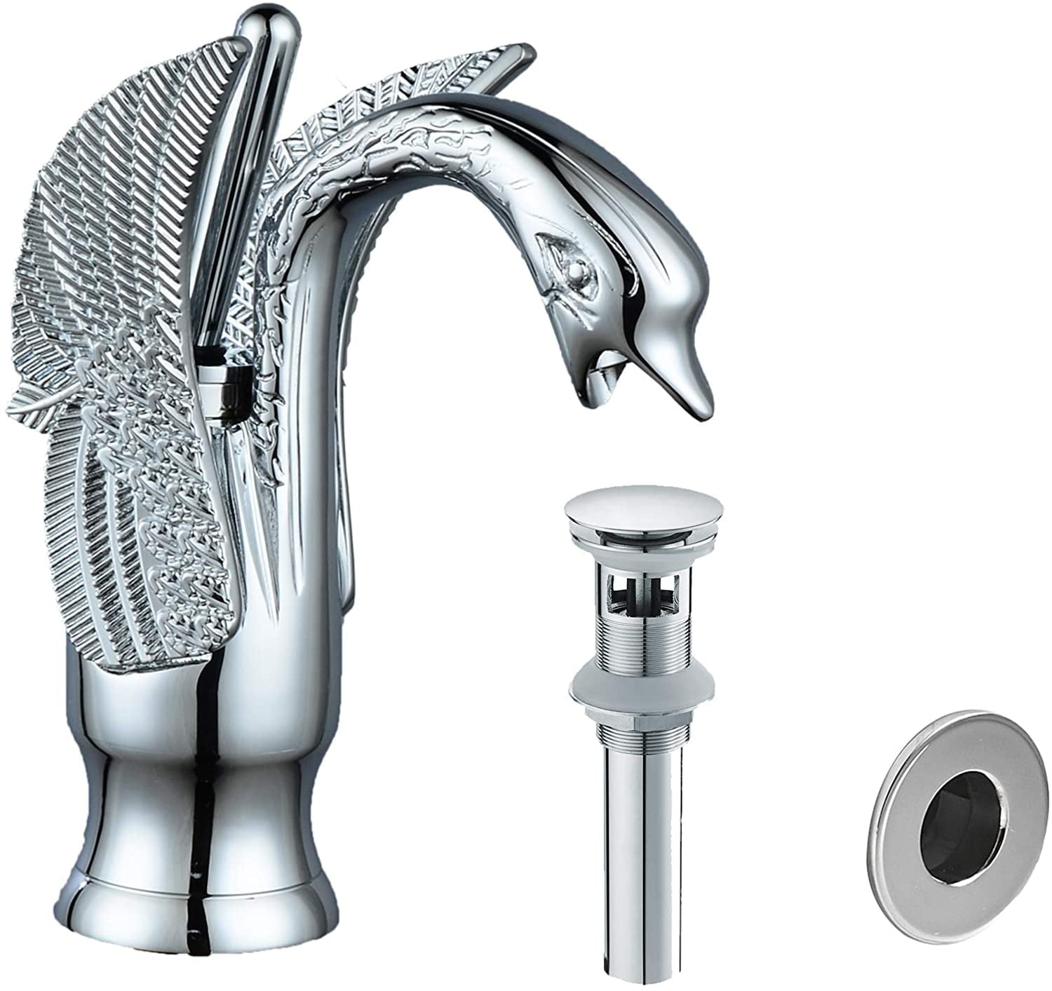 BWE Swan Faucet Matching Pop Up Drain with Overflow Stopper Supply Line ...