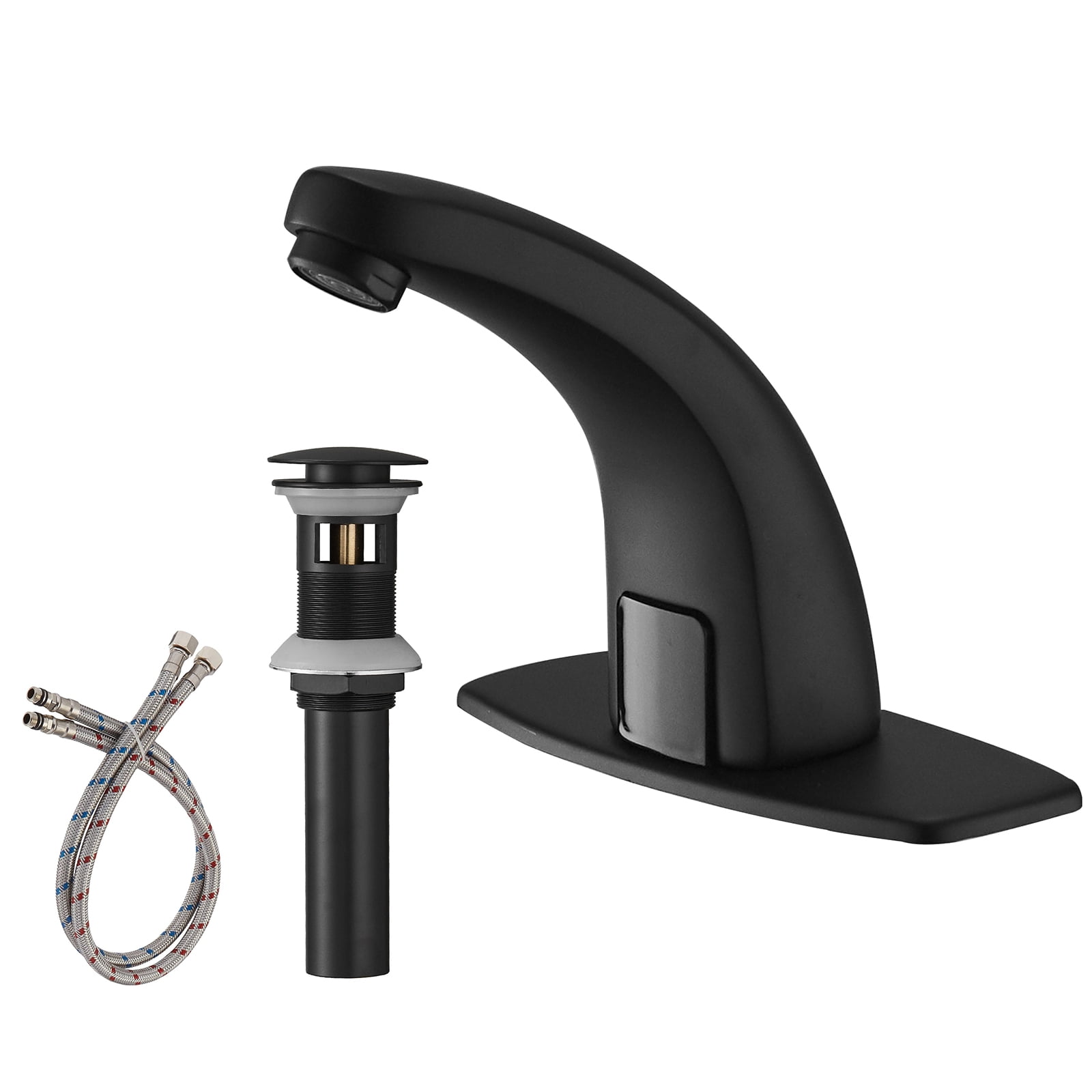 BWE Touchless Bathroom Faucet Sink Matte Black with Hole Cover Plate ...