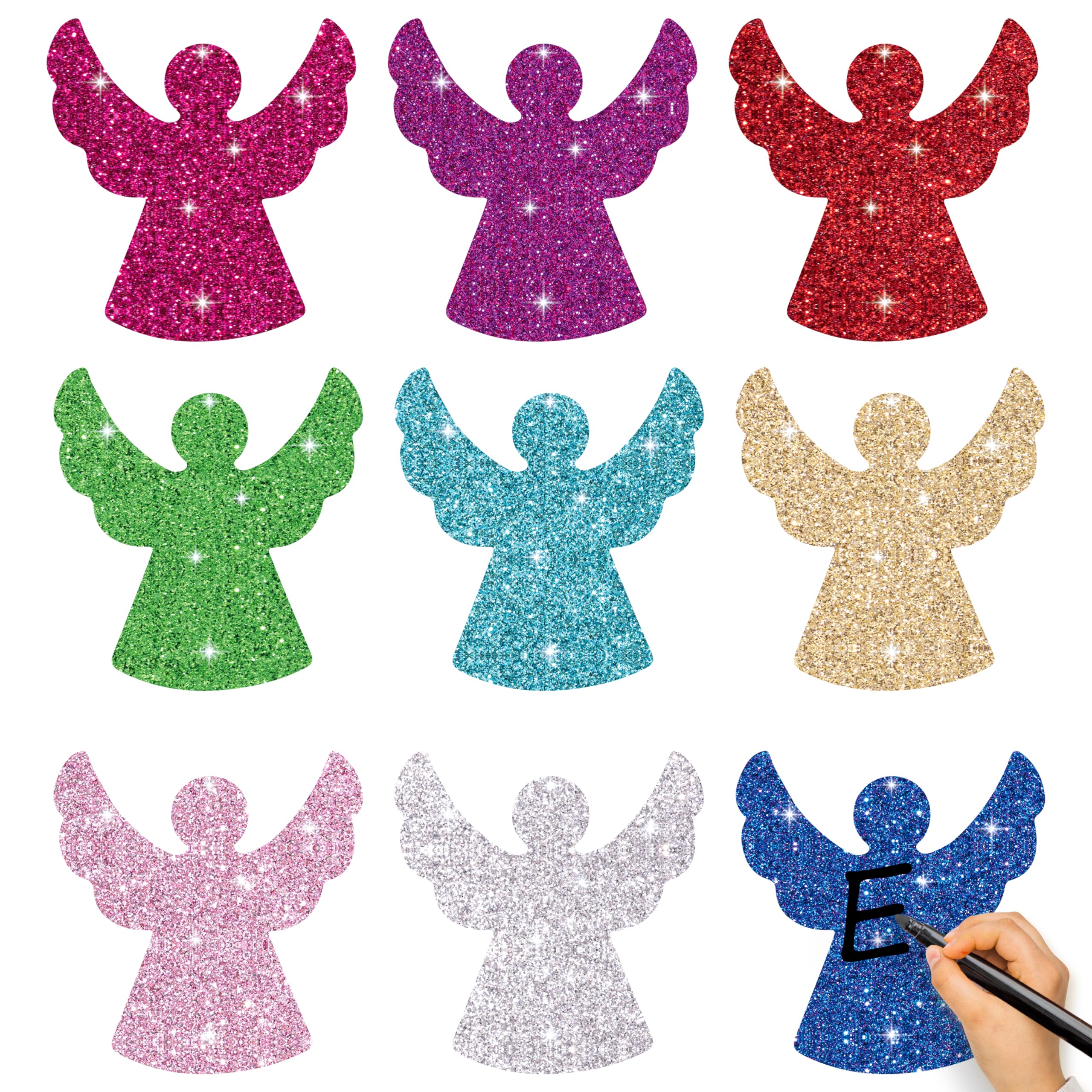 BWkoss 100Pcs Glitter Angel Cutouts Paper Easter Angel Shaped Cut Outs ...
