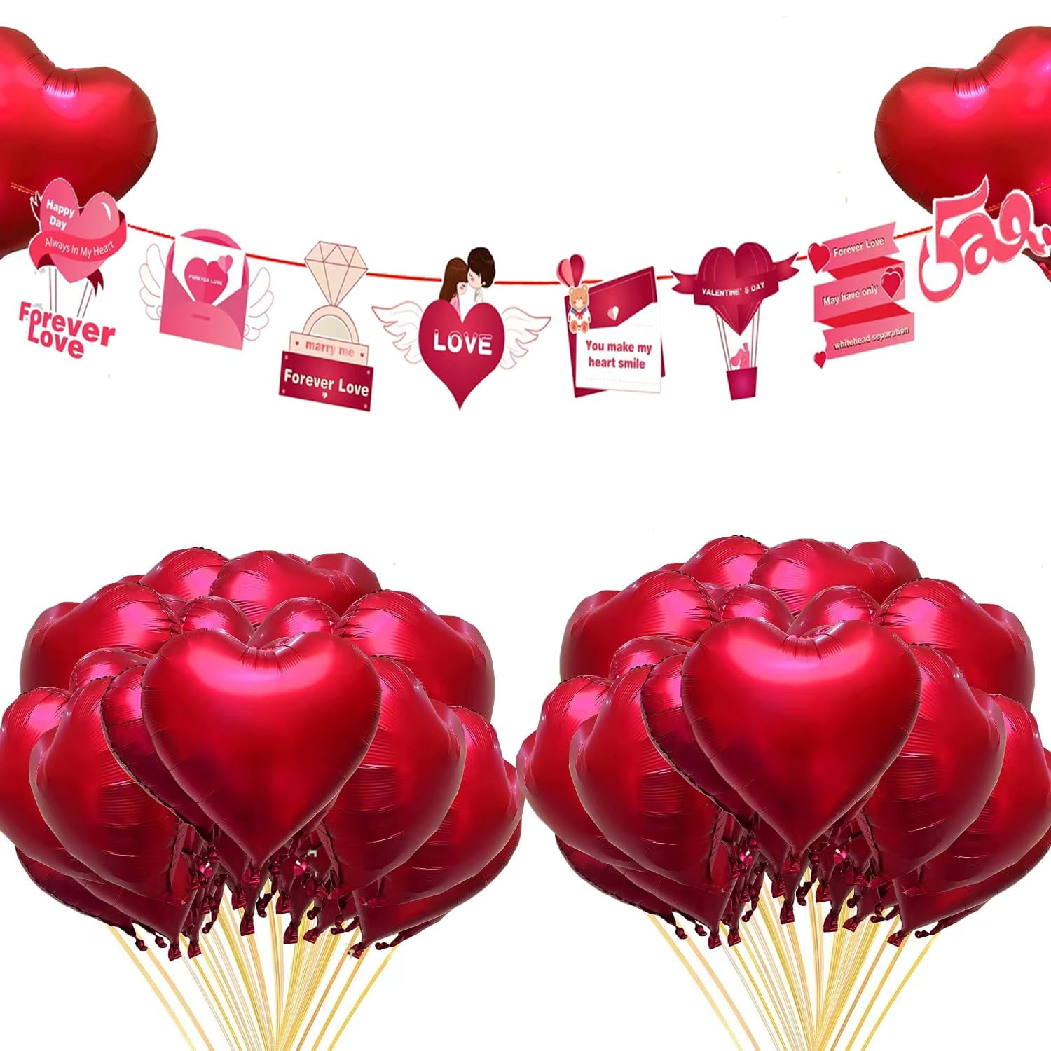 BXGH 16 pieces of SSF20 love aluminum foil balloons and love banners ...