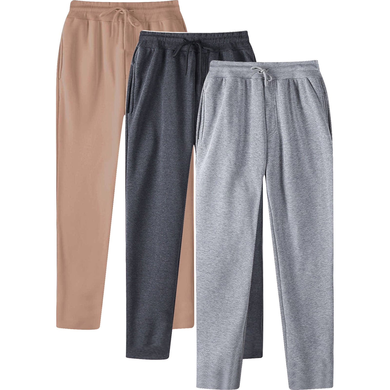 BXINGOHAI 3 Pack Men's Sweatpants Athletic Drawstring Open Bottom Pants ...