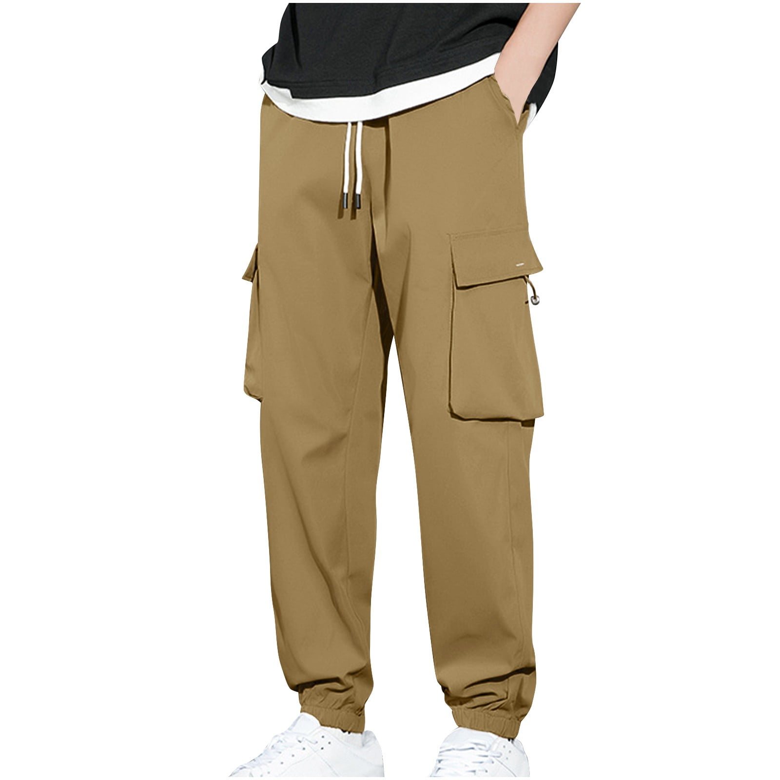 BXINGOHAI Big And Tall Cargo Pants for Men Casual Drawstring Taperd ...