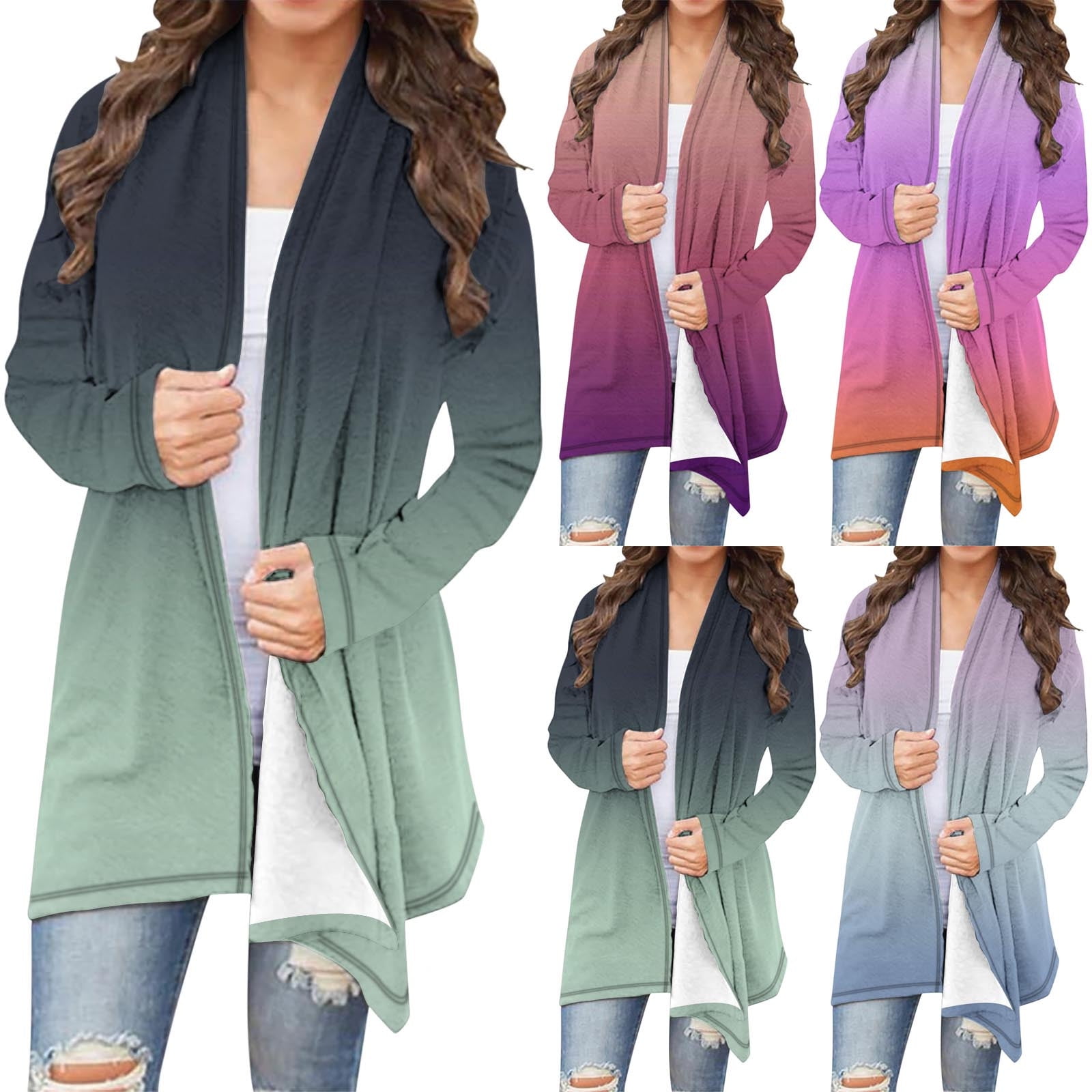 BXINGOHAI Cardigans for Women Trendy Open Front Thin Long Cardigan with ...