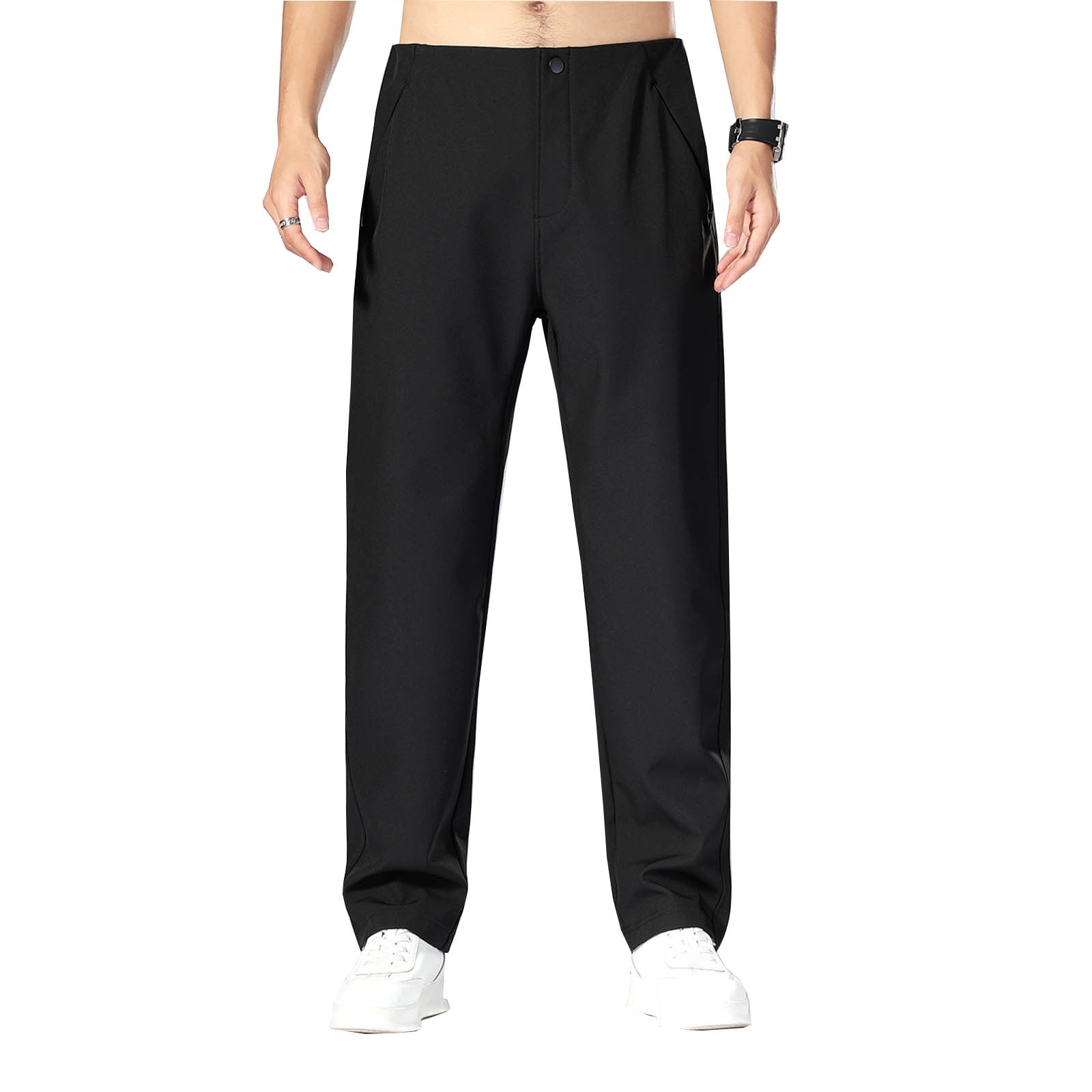 BXINGOHAI Fleece Long Pants for Men Casual Drawstring Jogging Pants ...