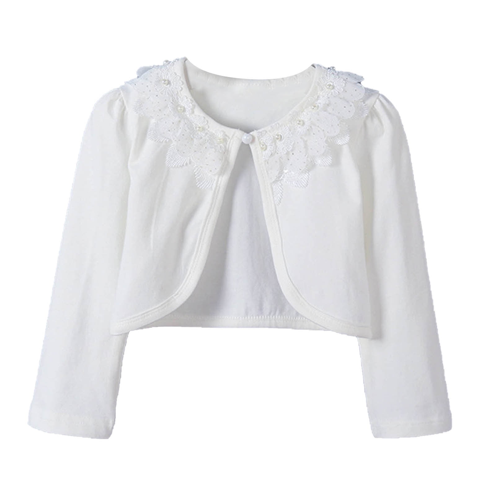 BXINGOHAI Girl's Shrug Cotton Sweaters Long Sleeve Lace Bolero Cardigan ...