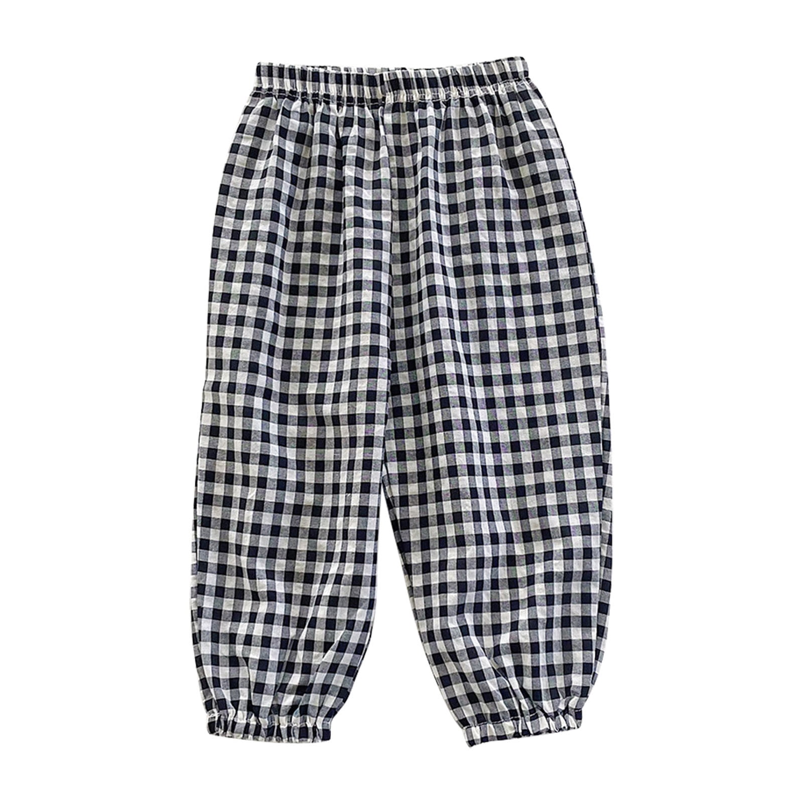 BXINGOHAI Kids Cotton Linen Bloomers Cute Plaid Long Pants Girls Boys ...
