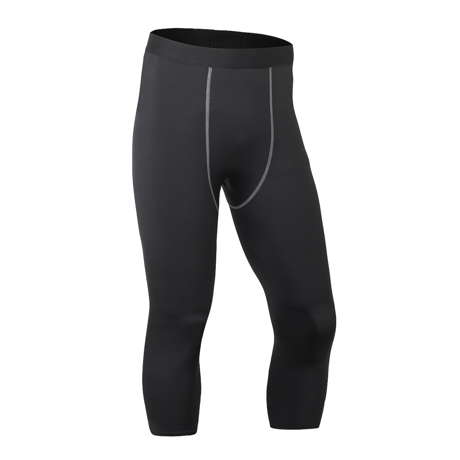 BXINGOHAI Men's 3/4 Compression Pants with Pockets Running Workout ...