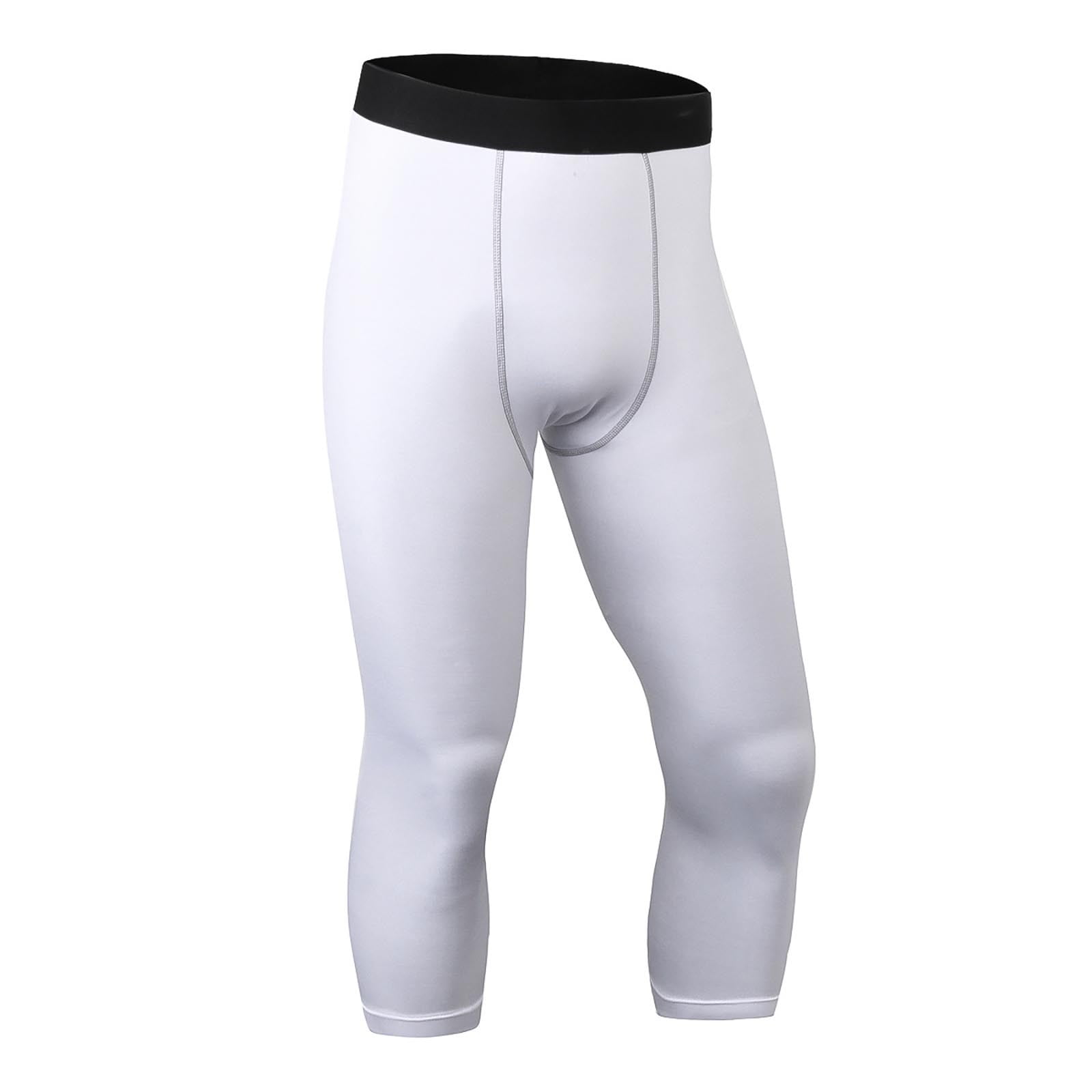 BXINGOHAI Men's 3/4 Compression Pants with Pockets Running Workout ...