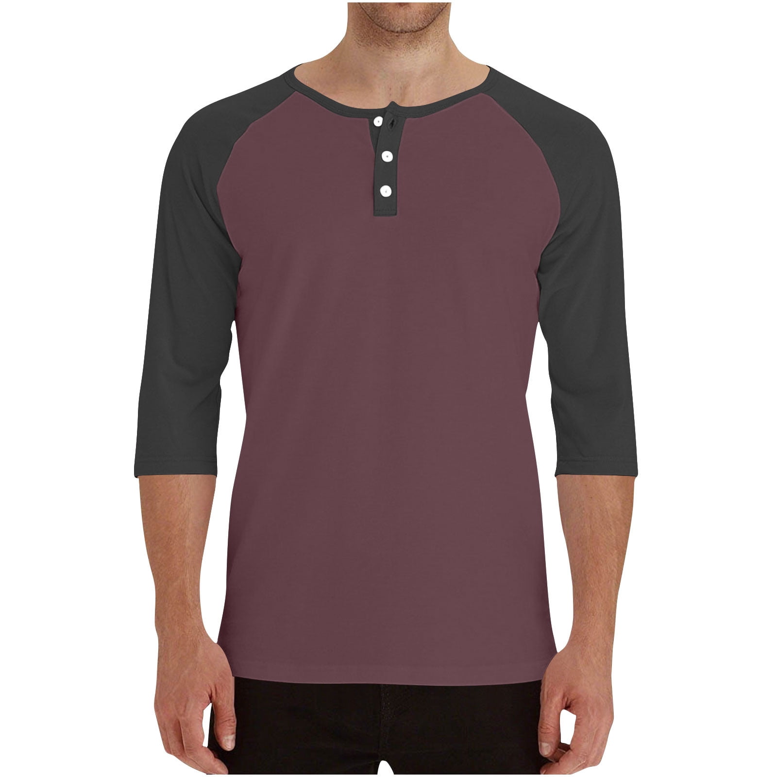 BXINGOHAI Men's Baseball T-Shirts 3/4 Sleeve Crew Neck Casual Soft ...