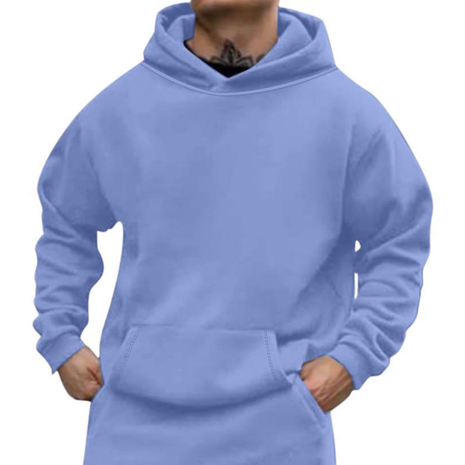 BXINGOHAI Men's Casual Hooded Sweatshirts Thin Fleece Pullover Sweatshirt Basic Solid Long ...
