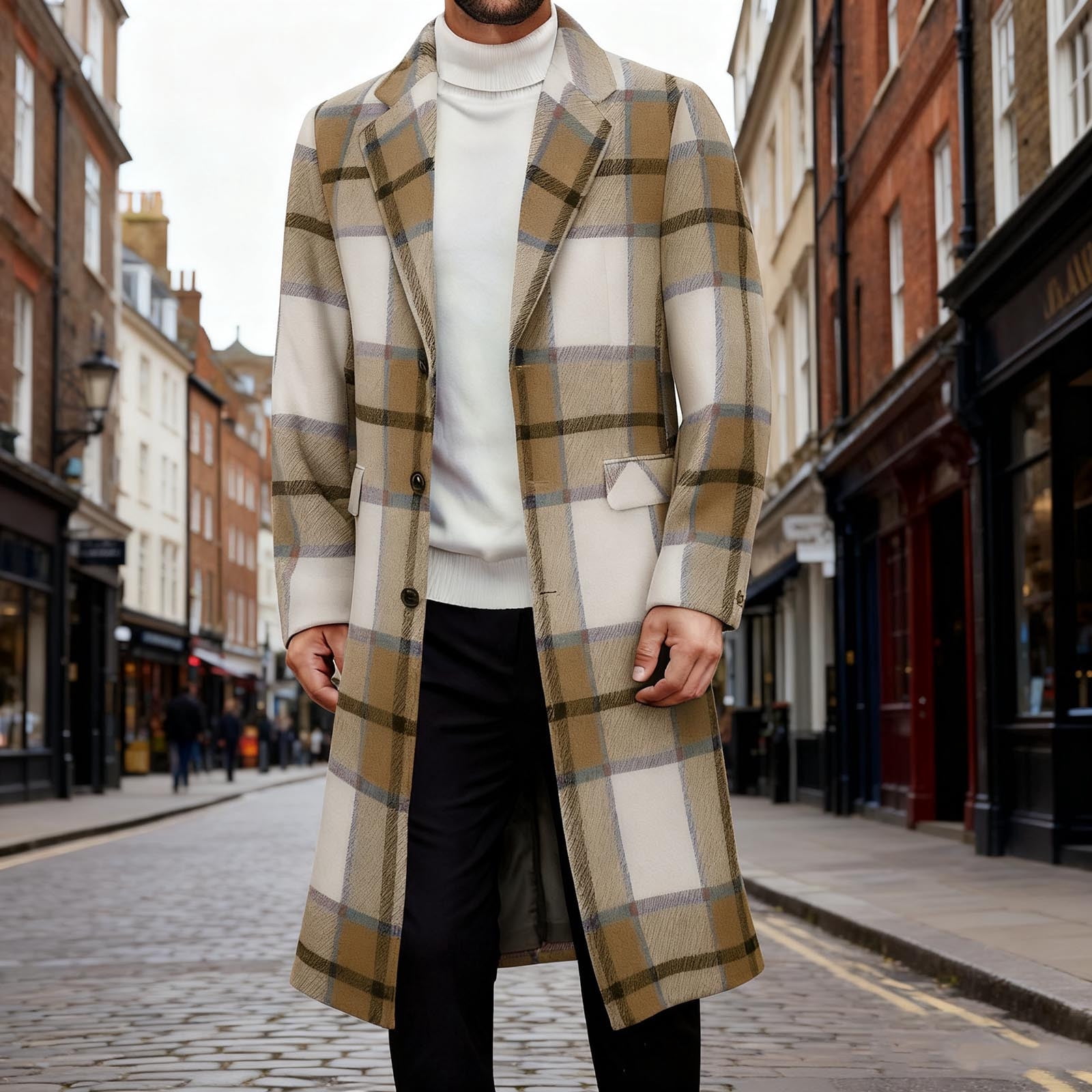 BXINGOHAI Men's Casual Trench Coat Single Breasted Notch Lapel Plain ...