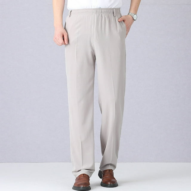 BXINGOHAI Men's Elastic Waist Pants Classic-Fit Slim Fit Comfortable ...