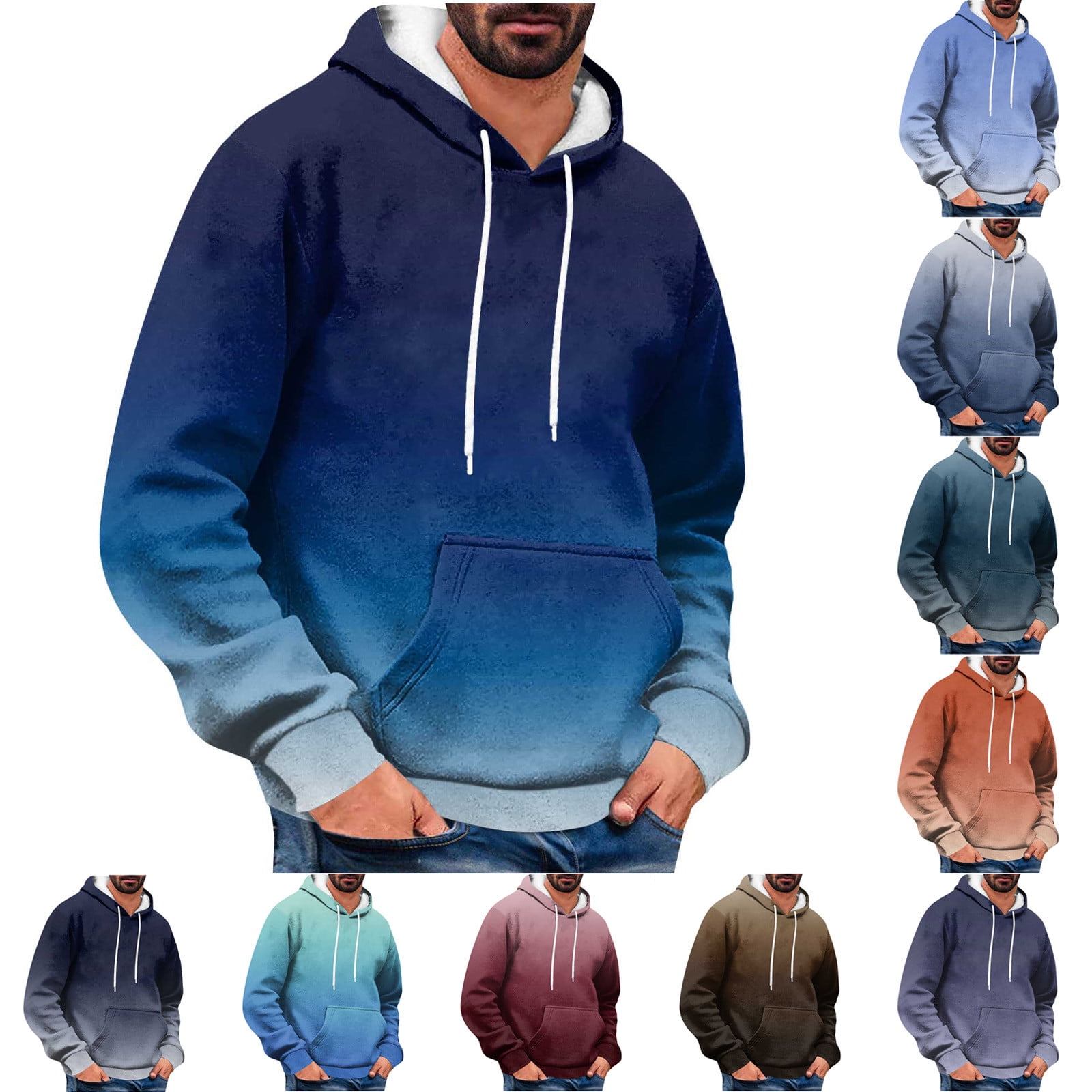 BXINGOHAI Men's Fashion Novelty Color Block Hoodies Long Sleeve Fleece ...