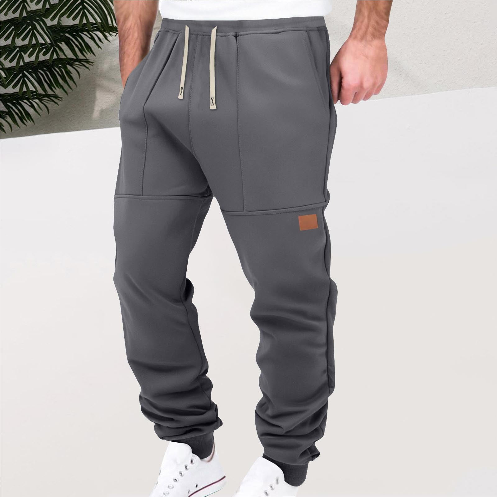BXINGOHAI Men's Fleece Cargo Sweatpants Baggy Mens Sweat Pants Open ...