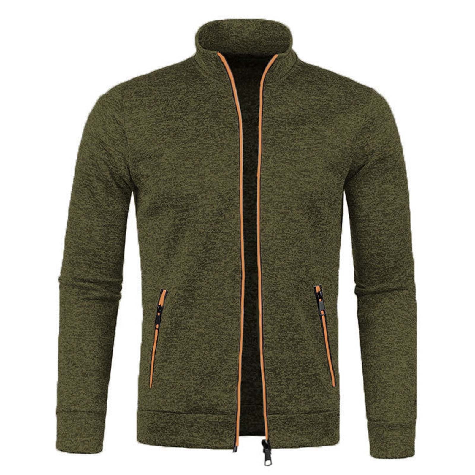 BXINGOHAI Men's Fleece Full Zip Jacket Lightweight Stand Collar Sweater ...