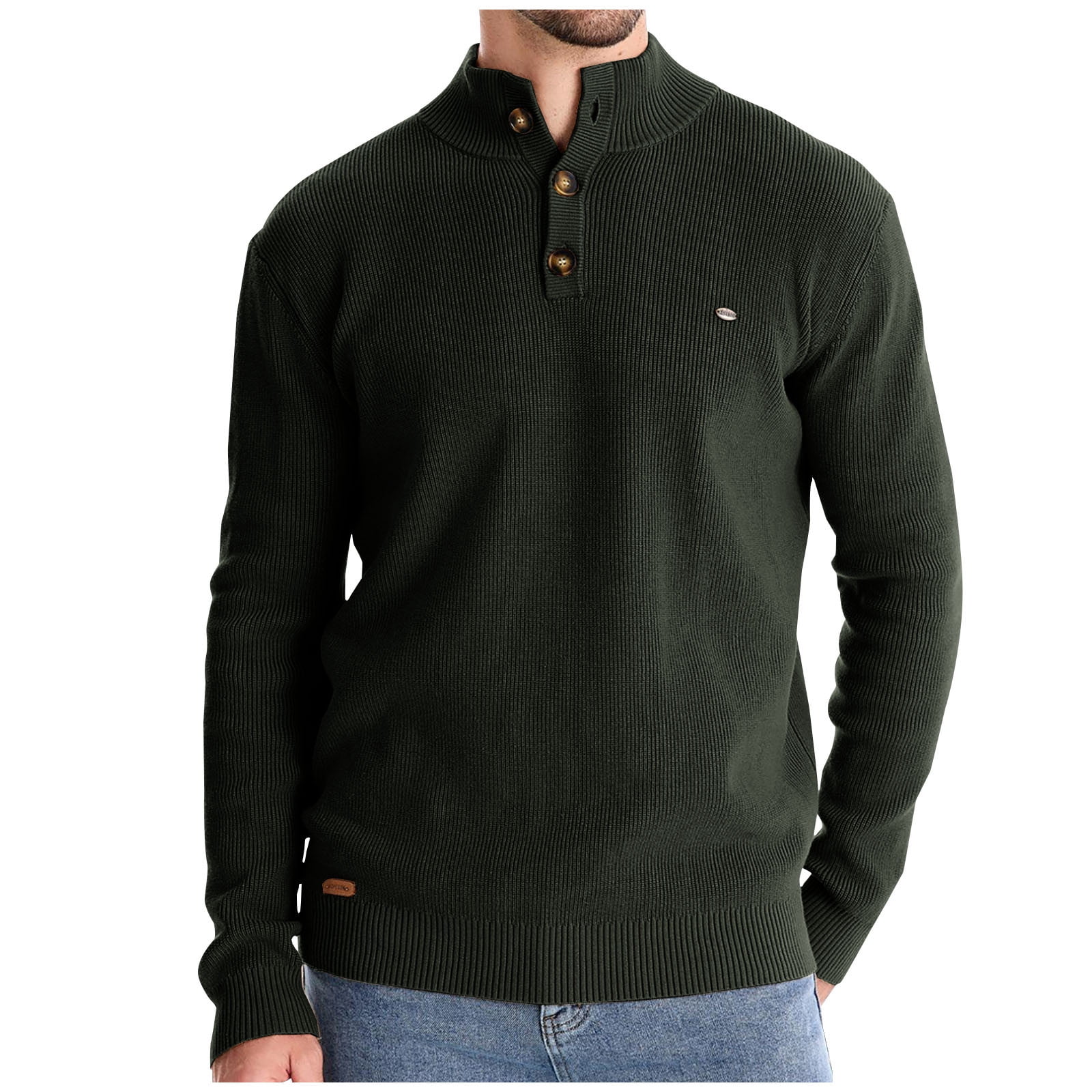 BXINGOHAI Men's Henley Knit Sweater Long Sleeve Button Pullover Sweater ...