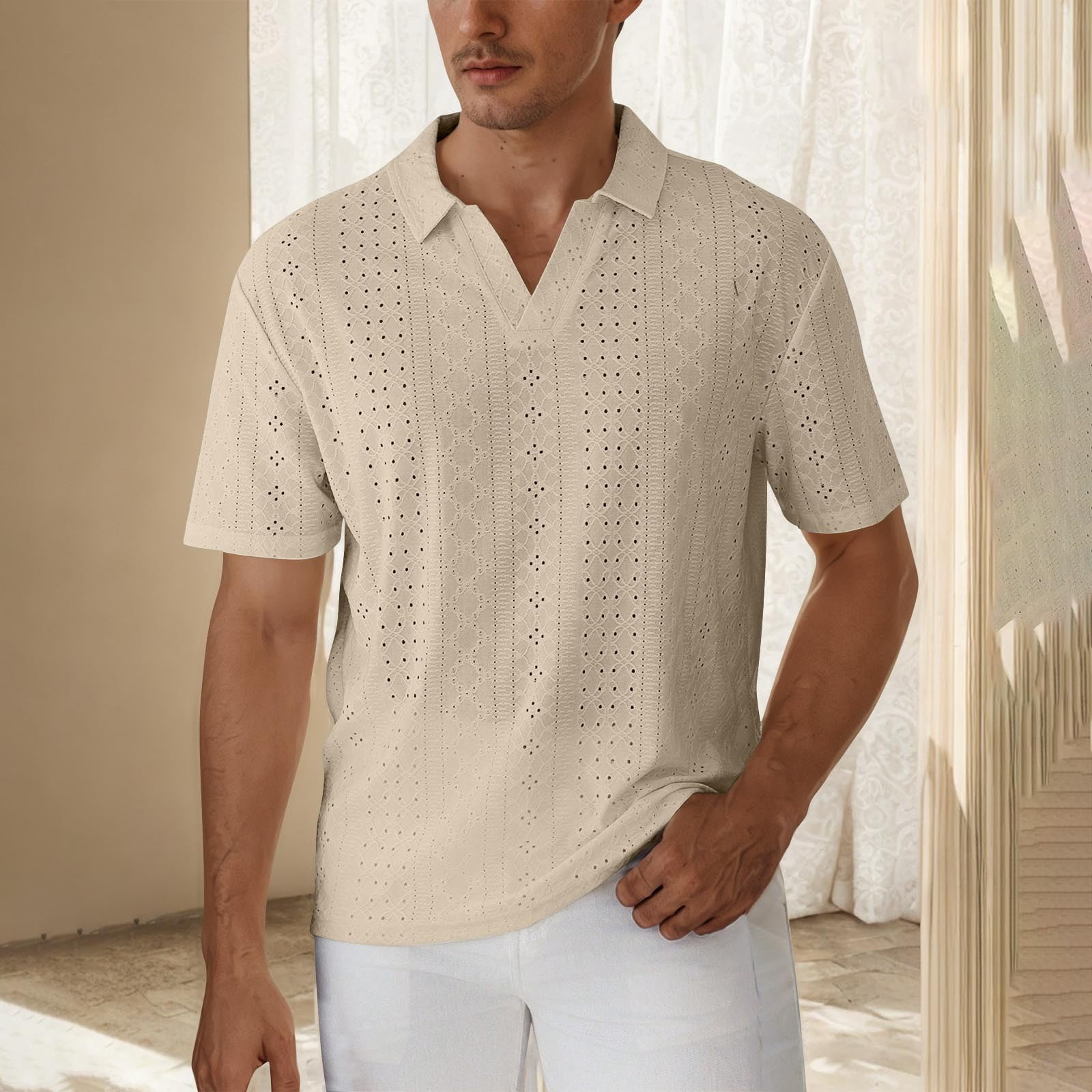 BXINGOHAI Men's Knit Shirt Short Sleeve Crew Neck Casual Summer Fit ...