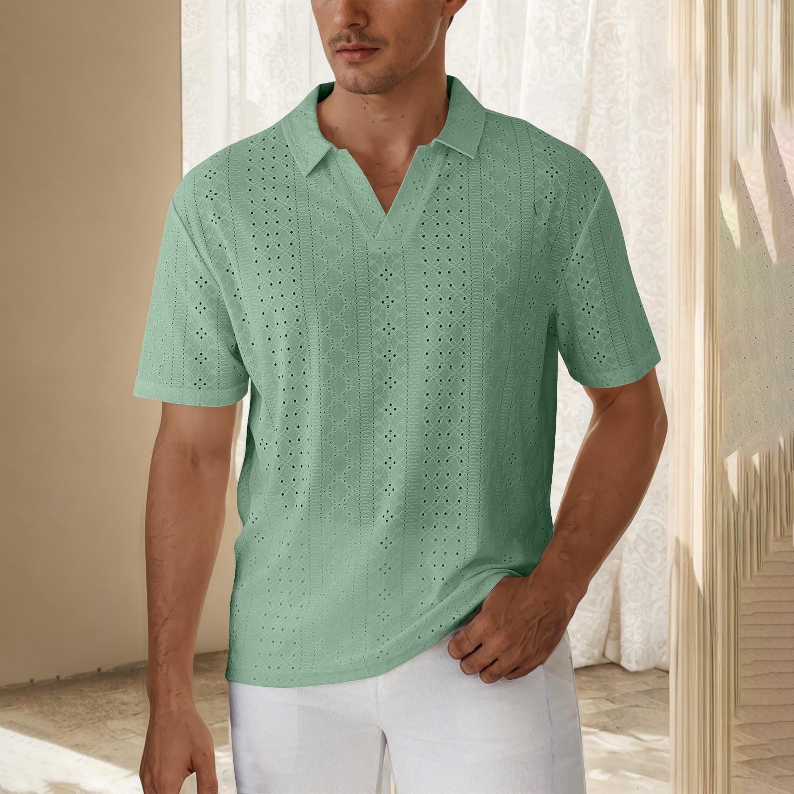 BXINGOHAI Men's Knit Shirt Short Sleeve Crew Neck Casual Summer Fit ...