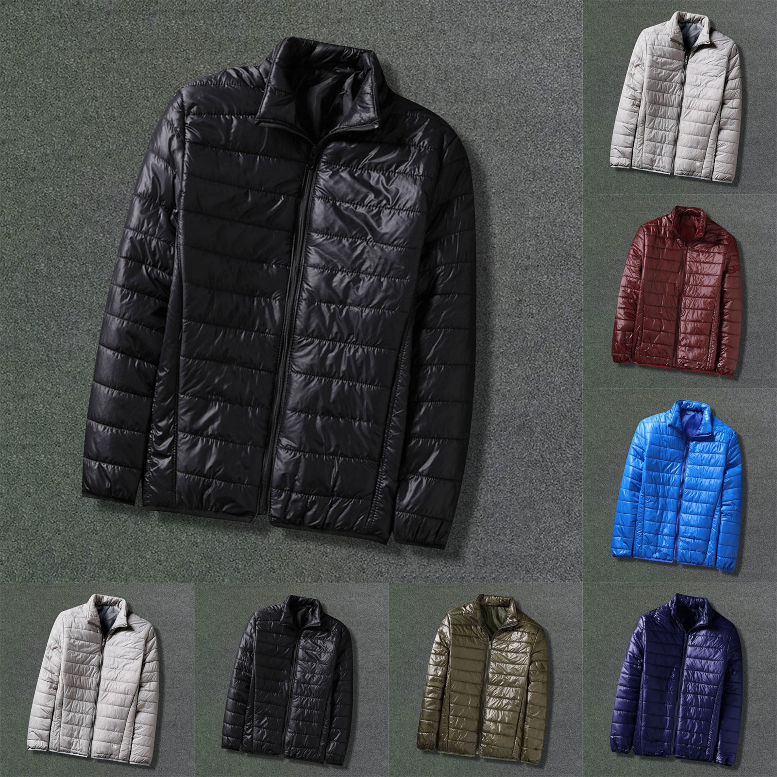 BXINGOHAI Men's Lightweight Puffer Jacket Hooded Full Zip Quilted Lined ...