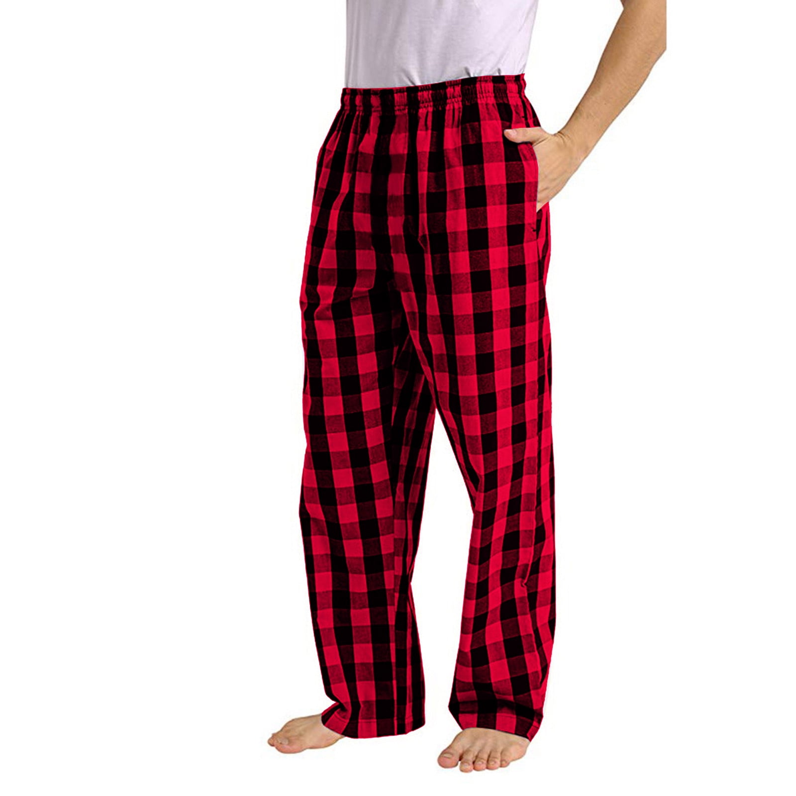 BXINGOHAI Men's Plaid Pants Elastic Waist Pajama Pants Trousers ...