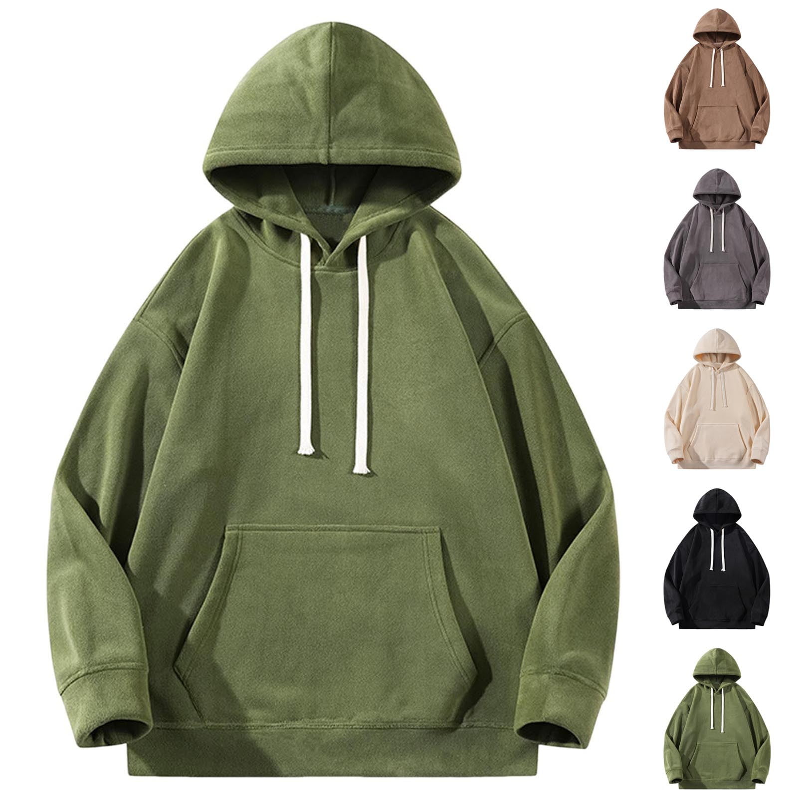 BXINGOHAI Men's Pullover Hoodie Thick Lined Kangaroo Pocket Winter Warm ...