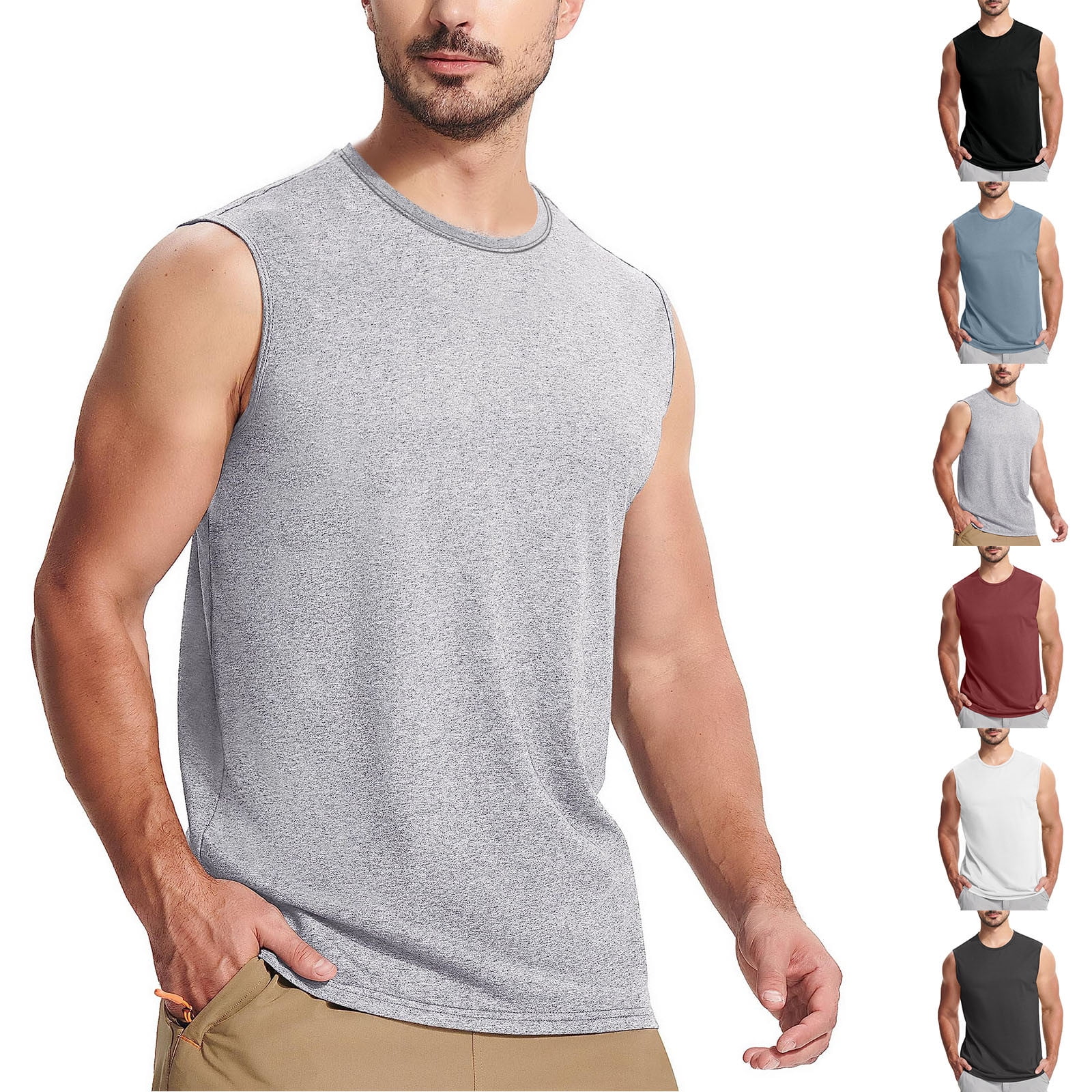 BXINGOHAI Men's Tank Top Muscle Workout Gym Shirts Moisture Wicking ...