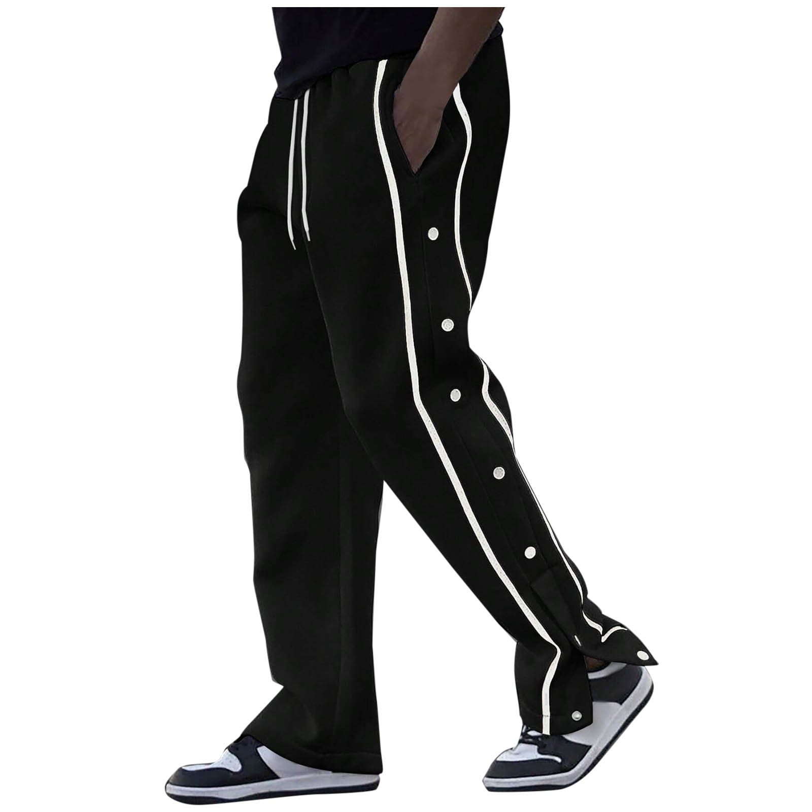BXINGOHAI Men's Tear Away Pants 2 Side Snap Open Bottom Sweatpants ...