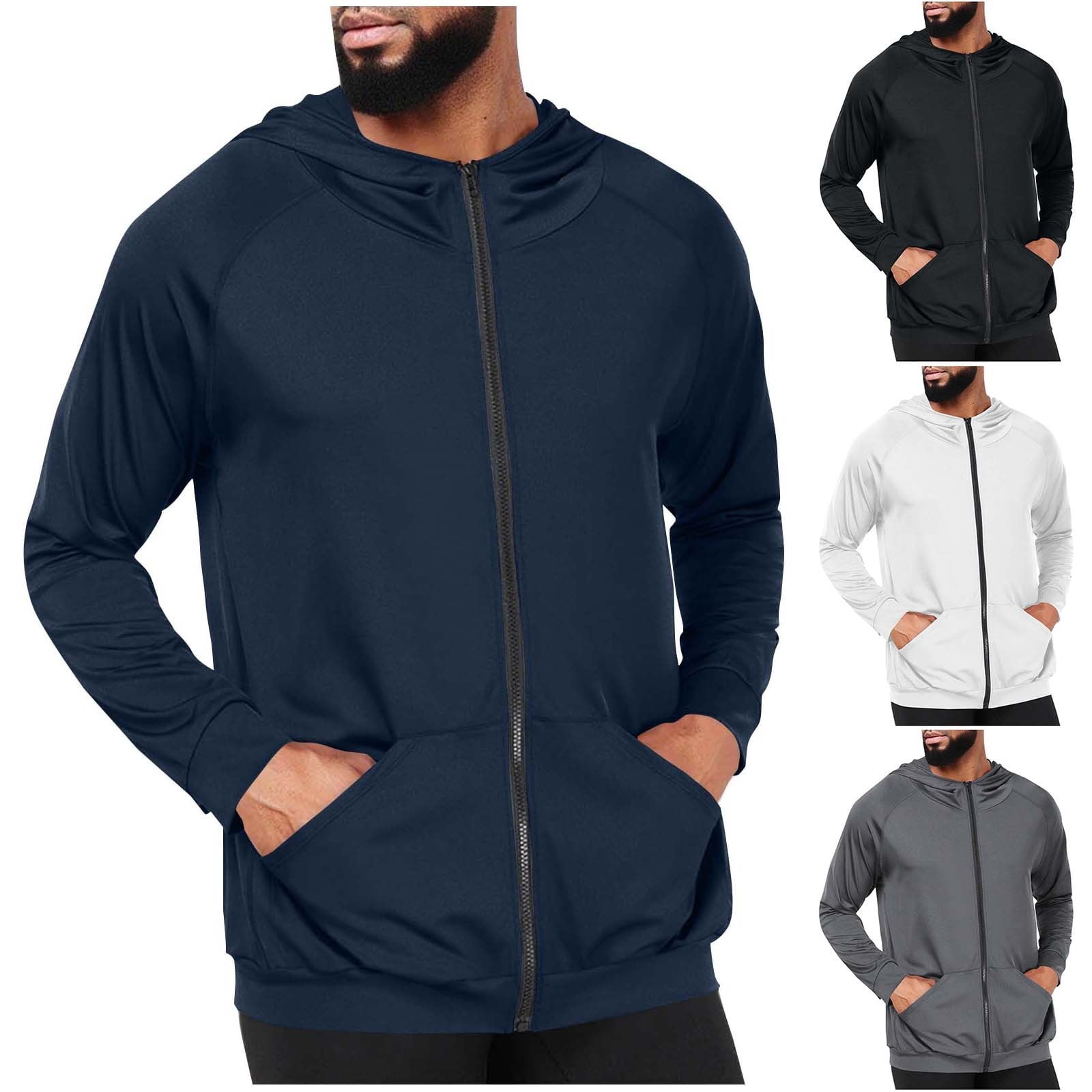BXINGOHAI Men's UPF 50+ Light Jacket Full Zip Sun Protection Hoodie ...