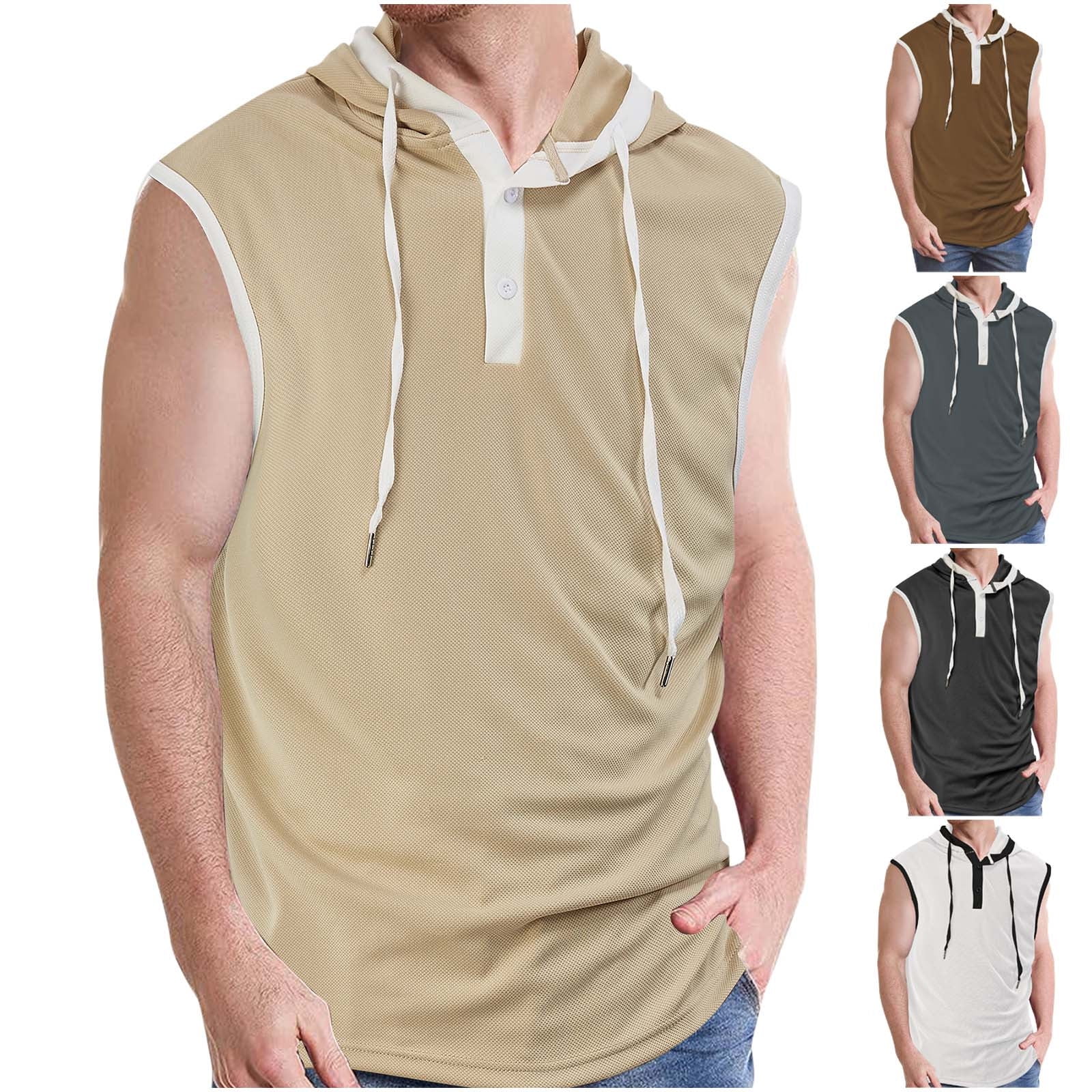 BXINGOHAI Men's Workout Hooded Tank Tops Sleeveless Gym Hoodies Bodybuilding Muscle Shirts Today ...