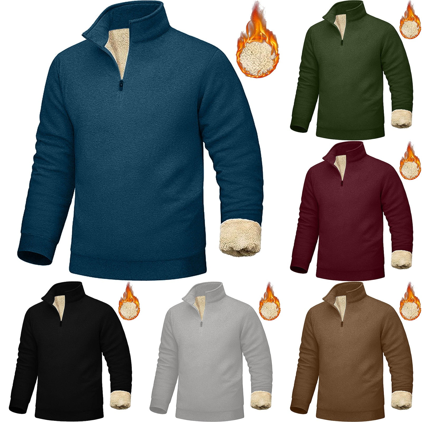 BXINGOHAI Mens Quarter-Zip Pullover Stand Collar Long Sleeve 1/4 Zip ...