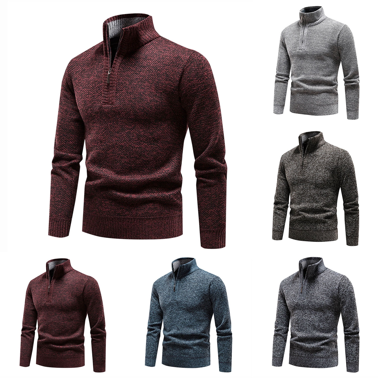 BXINGOHAI Mens Quarter Zip Pullover Sweaters Cotton Lightweight Mock ...