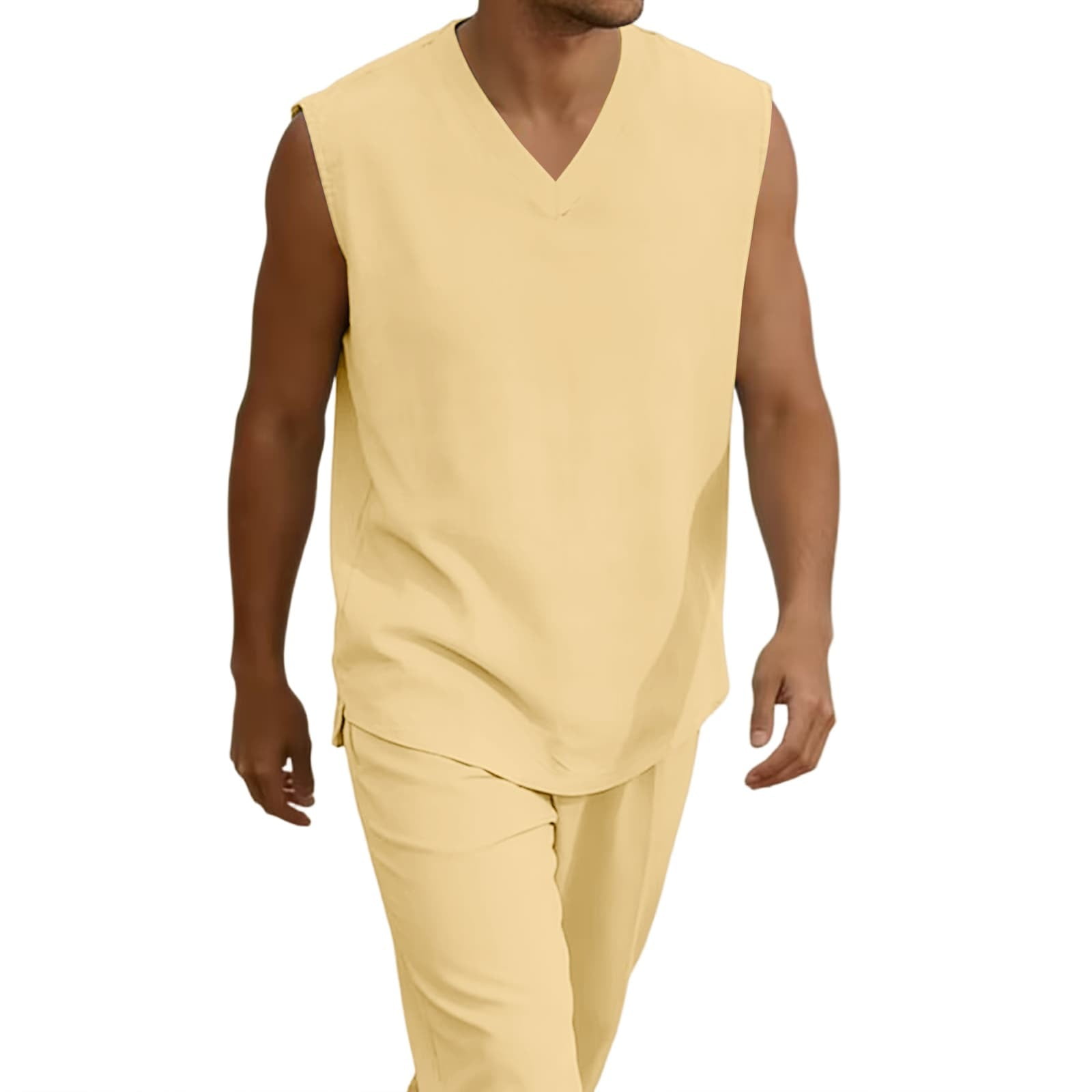 BXINGOHAI Mens V Neck Tank Tops Sleeveless Big and Tall Muscle Cut Off ...